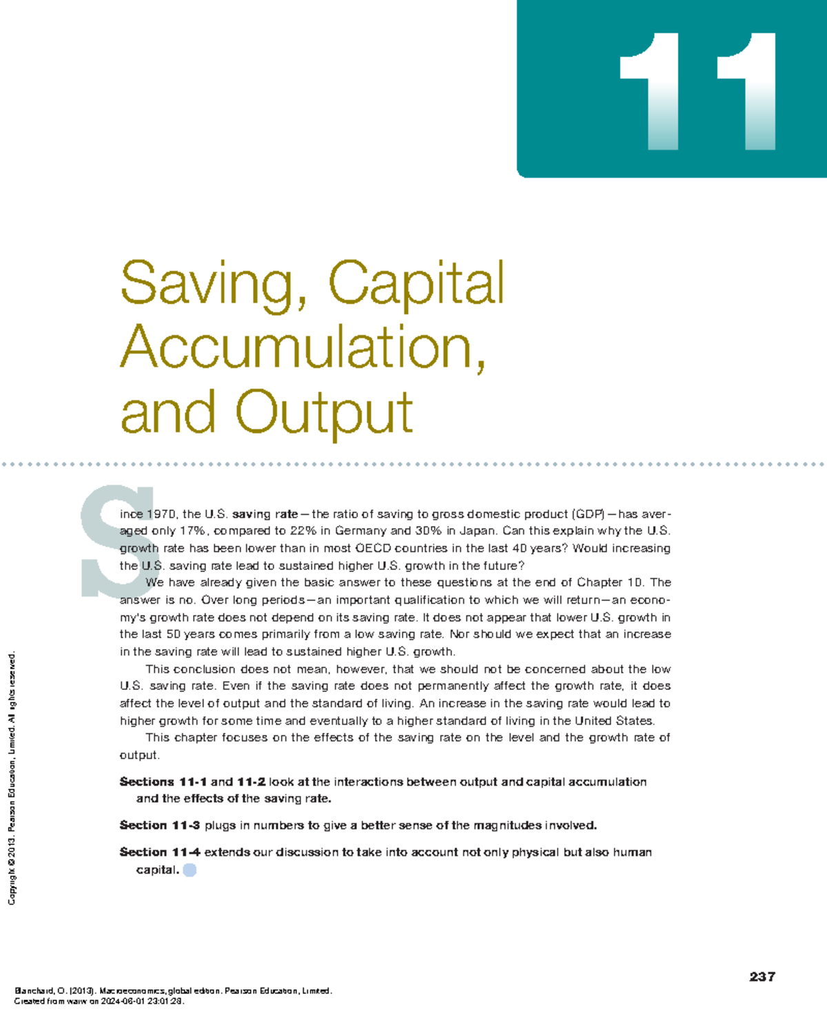 Macroeconomics, Global Edition - (The Core ) - 237 S 11 Saving, Capital Accumulation, and Output ...