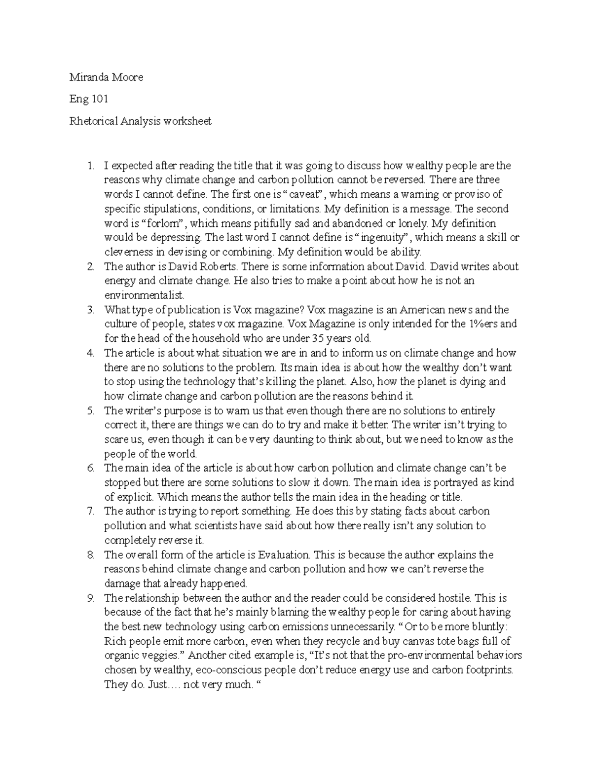 Rhetorical anaylsis wkst. eng 101 - Miranda Moore Eng 101 Rhetorical ...