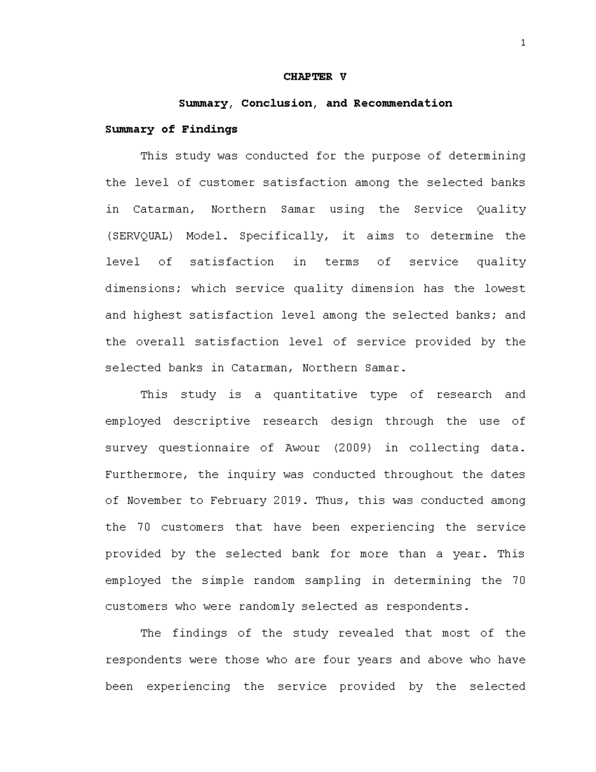 Chapter 5 - CHAPTER V Summary, Conclusion, and Recommendation Summary ...