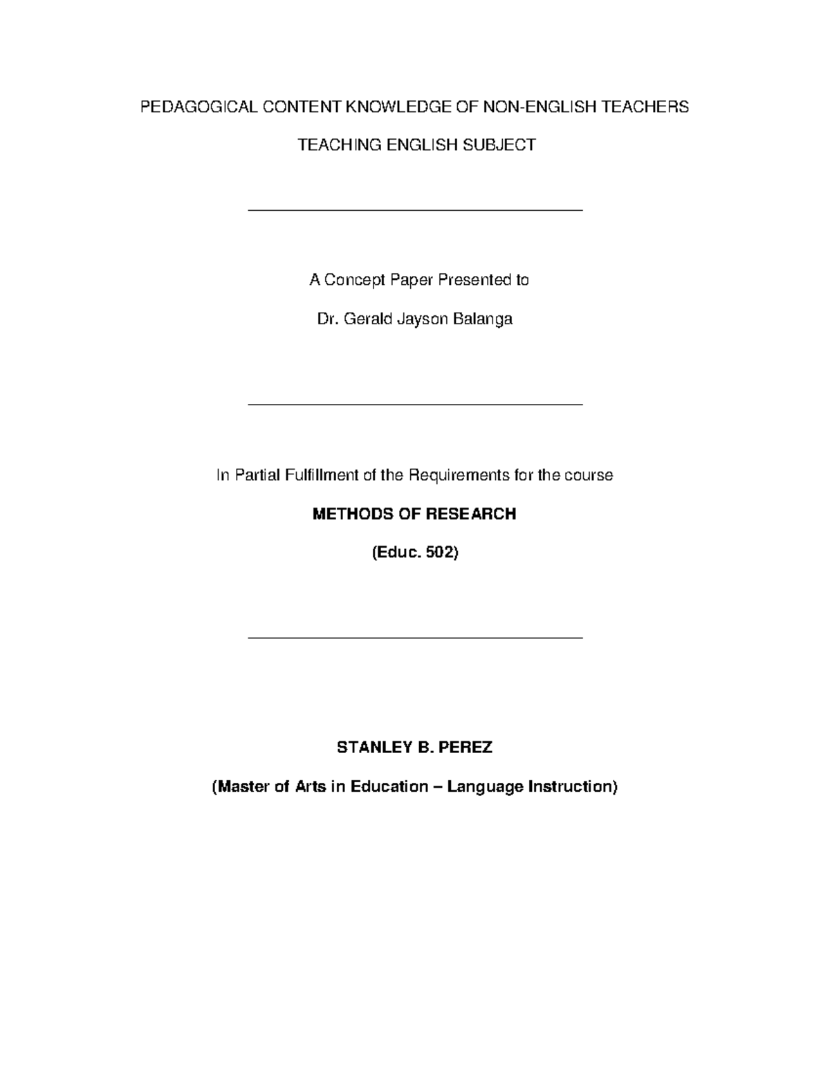 Concept paper- format - handle with care - PEDAGOGICAL CONTENT ...