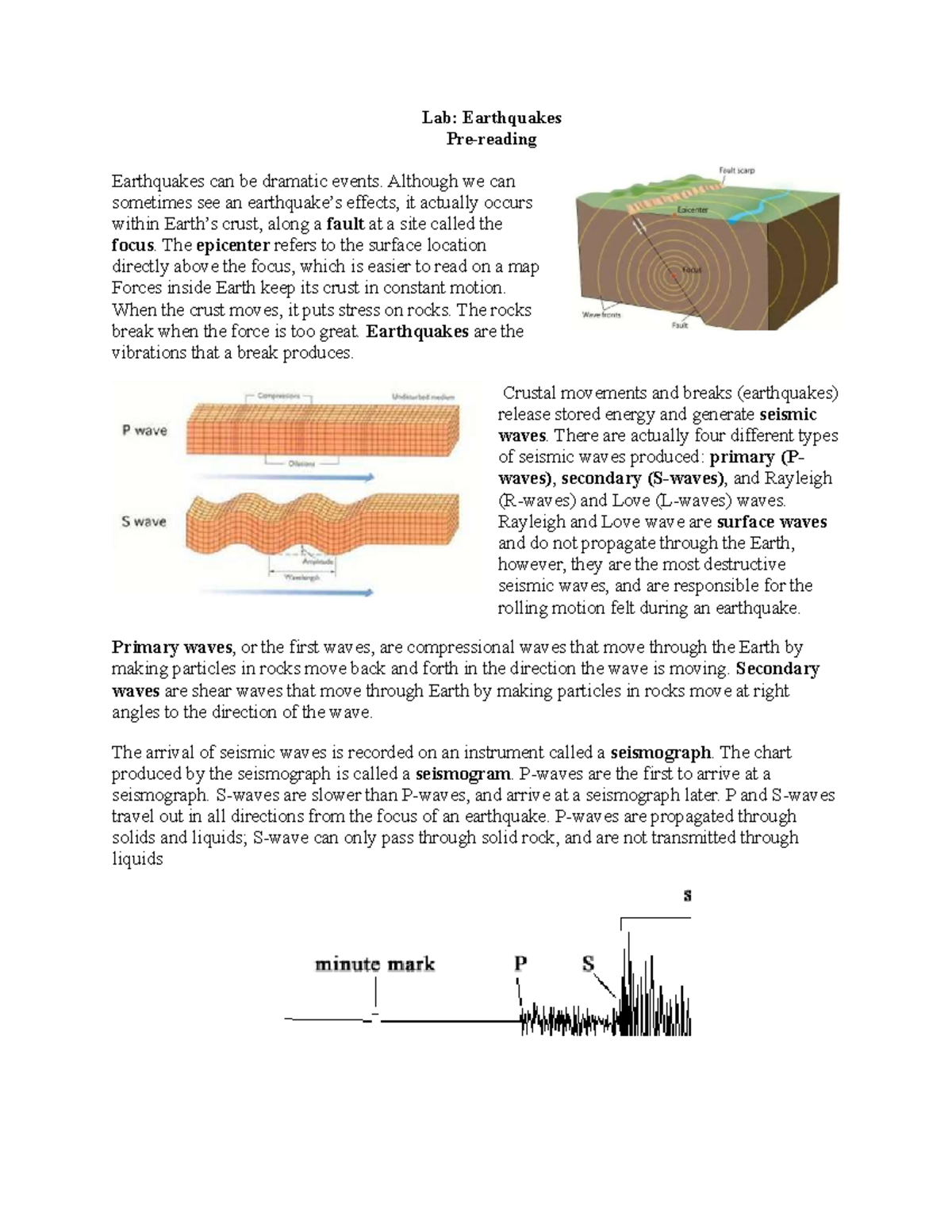 GEOG1217 Lab3 prereading - Lab: Earthquakes Pre-reading Earthquakes can ...