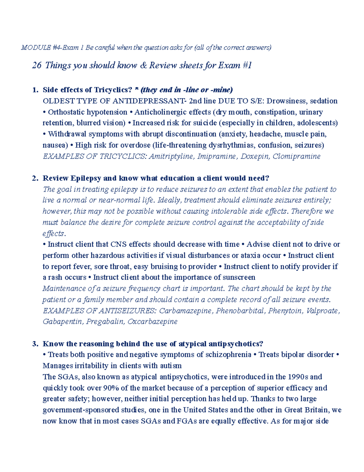 Exam #1-23 Things you should know - Google Docs - MODULE #4-Exam 1 Be ...
