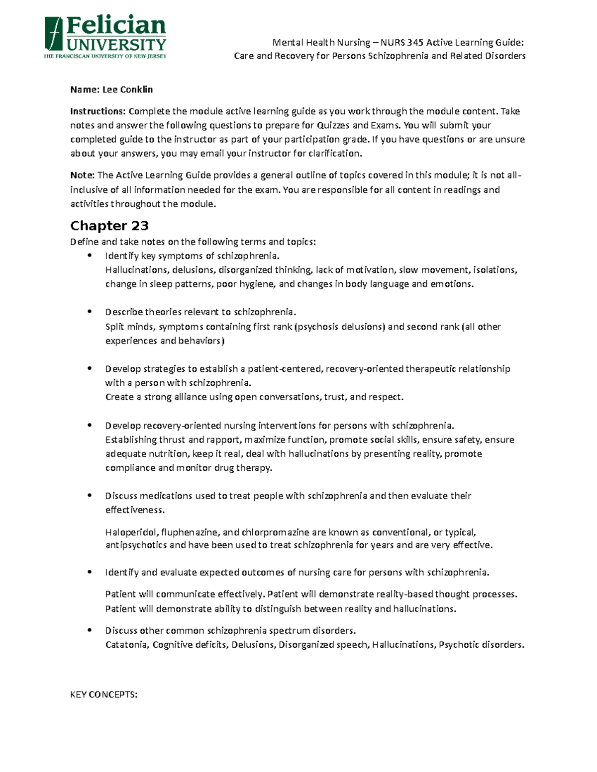 Ch. 23 ALG - Active learning guides - Mental Health Nursing – NURS 345 ...
