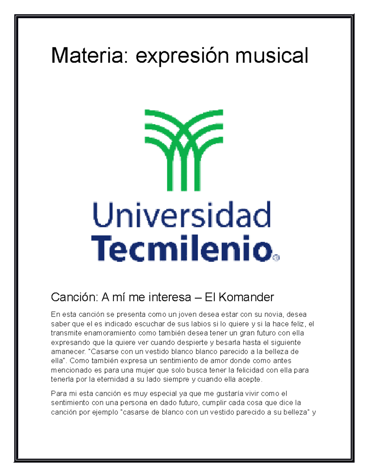 1 act de musica - jajajajaajajjajaajaj - Materia: expresión musical ...