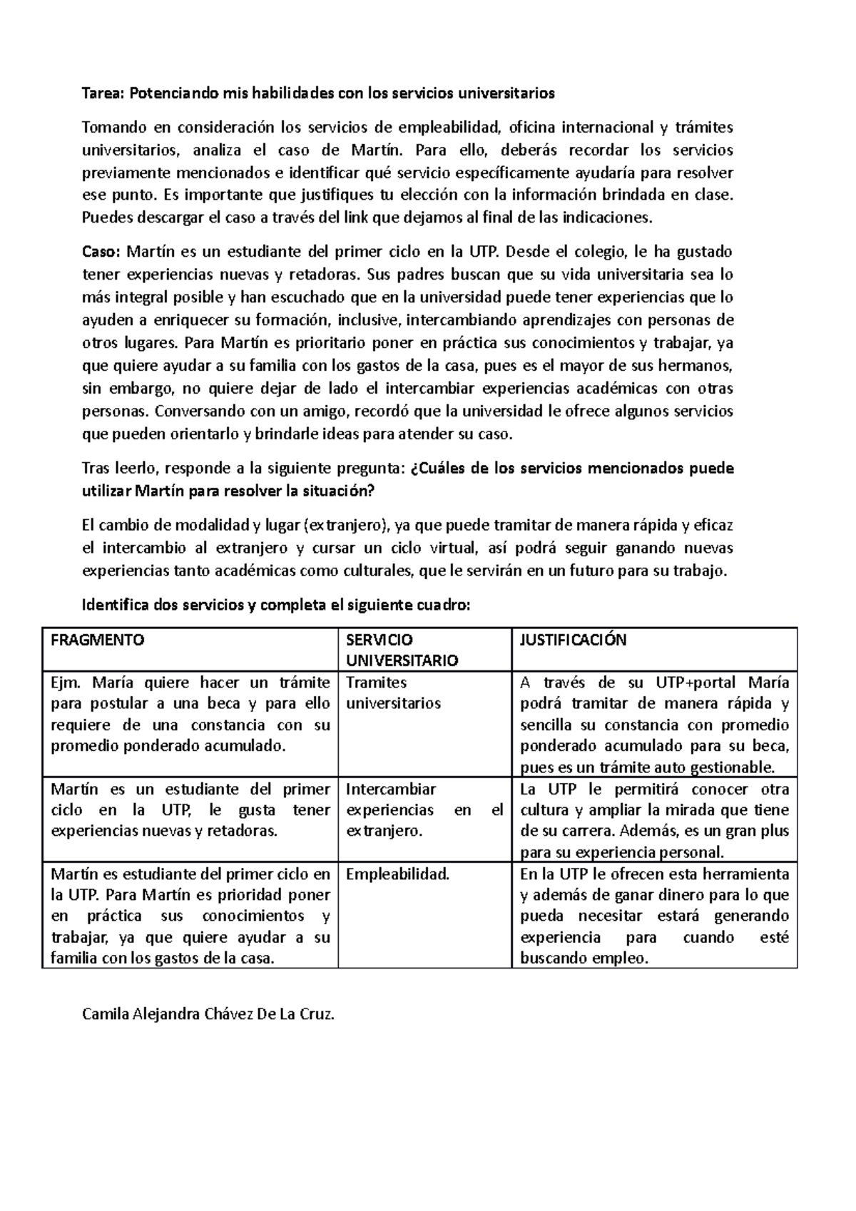 IVU Actividad 3 - Tarea: Potenciando mis habilidades con los servicios universitarios Tomando en ...