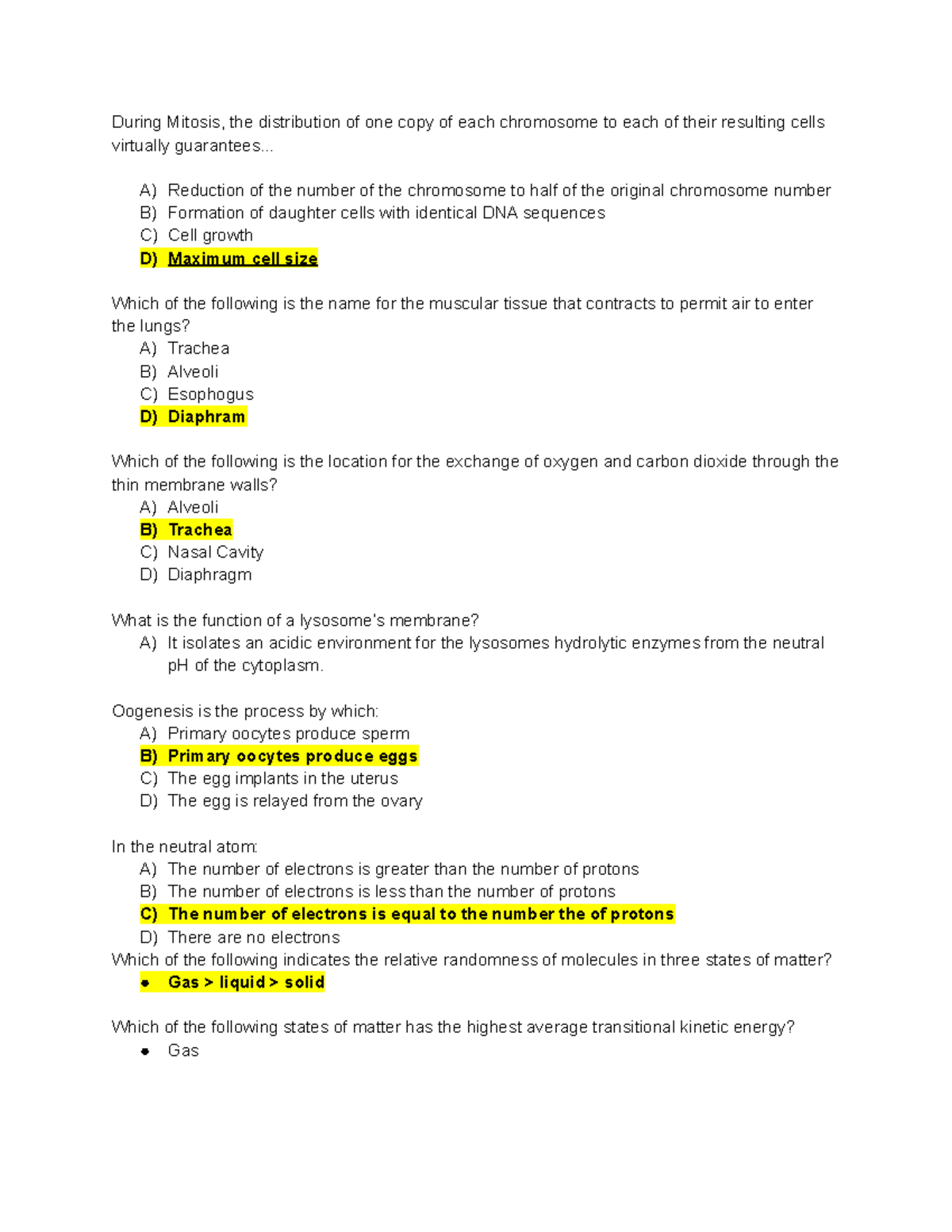 Multiple Choice Microbiology Quiz - During Mitosis, the distribution of ...