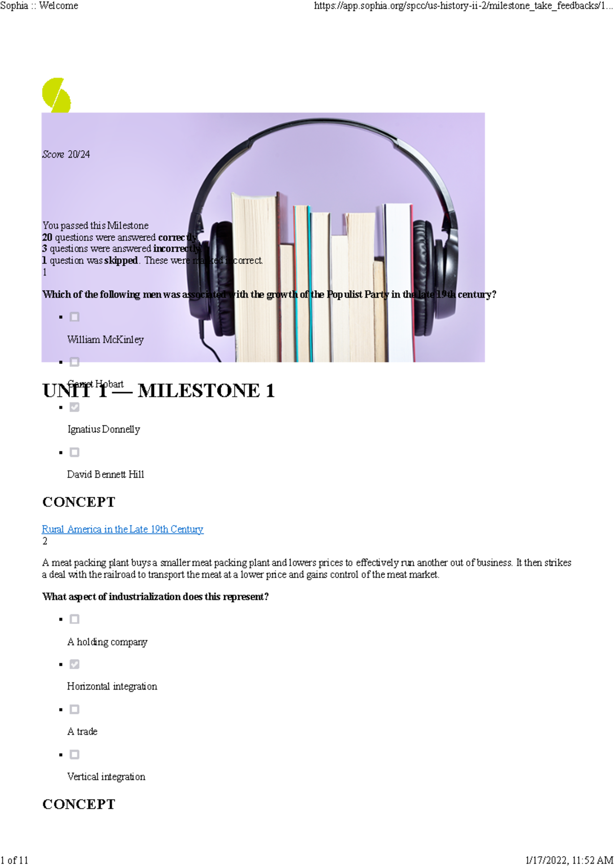US History 2 Mail Stone 1 AJ - UNIT 1 — MILESTONE 1 Score 20/ You ...