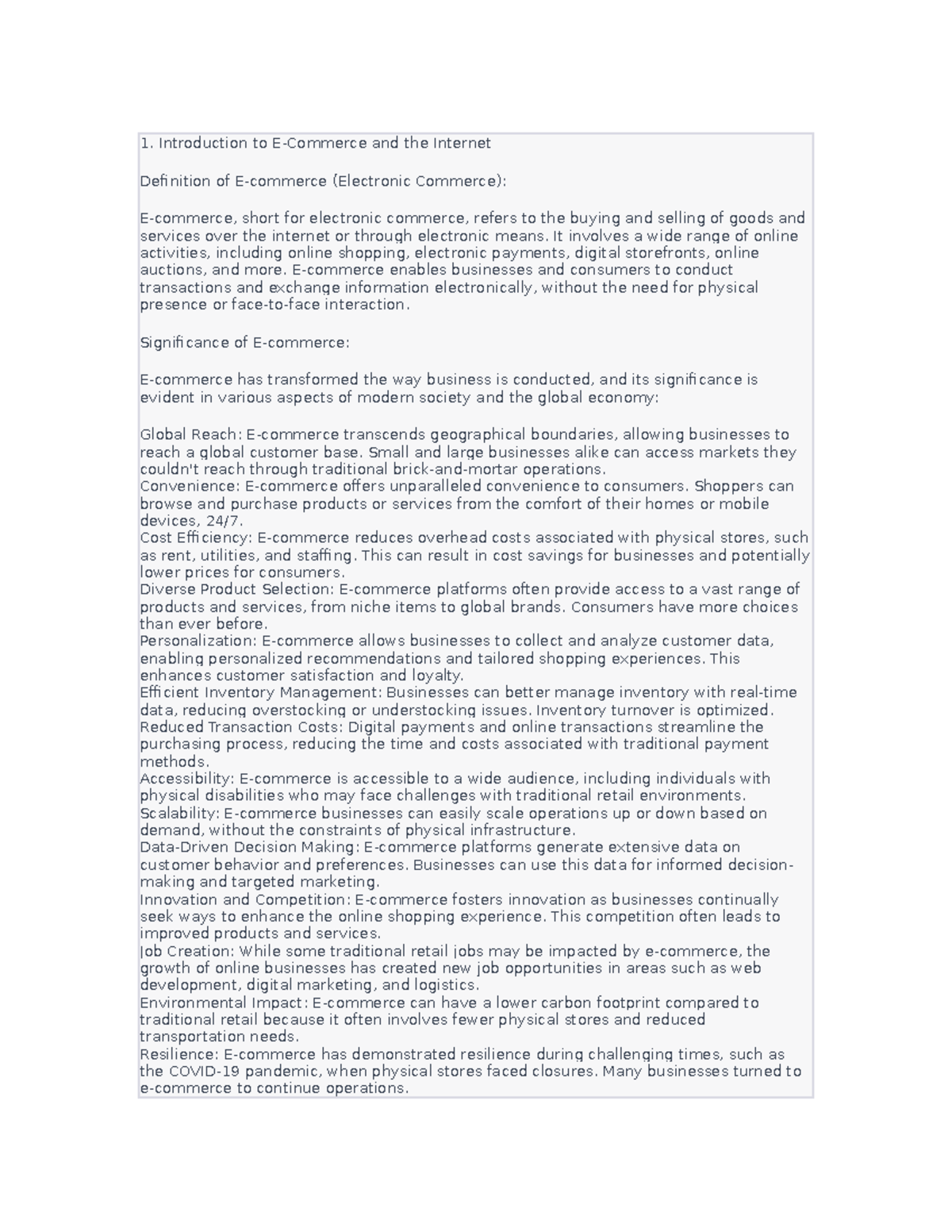 Module 1 - E commerce - Introduction to E-Commerce and the Internet ...