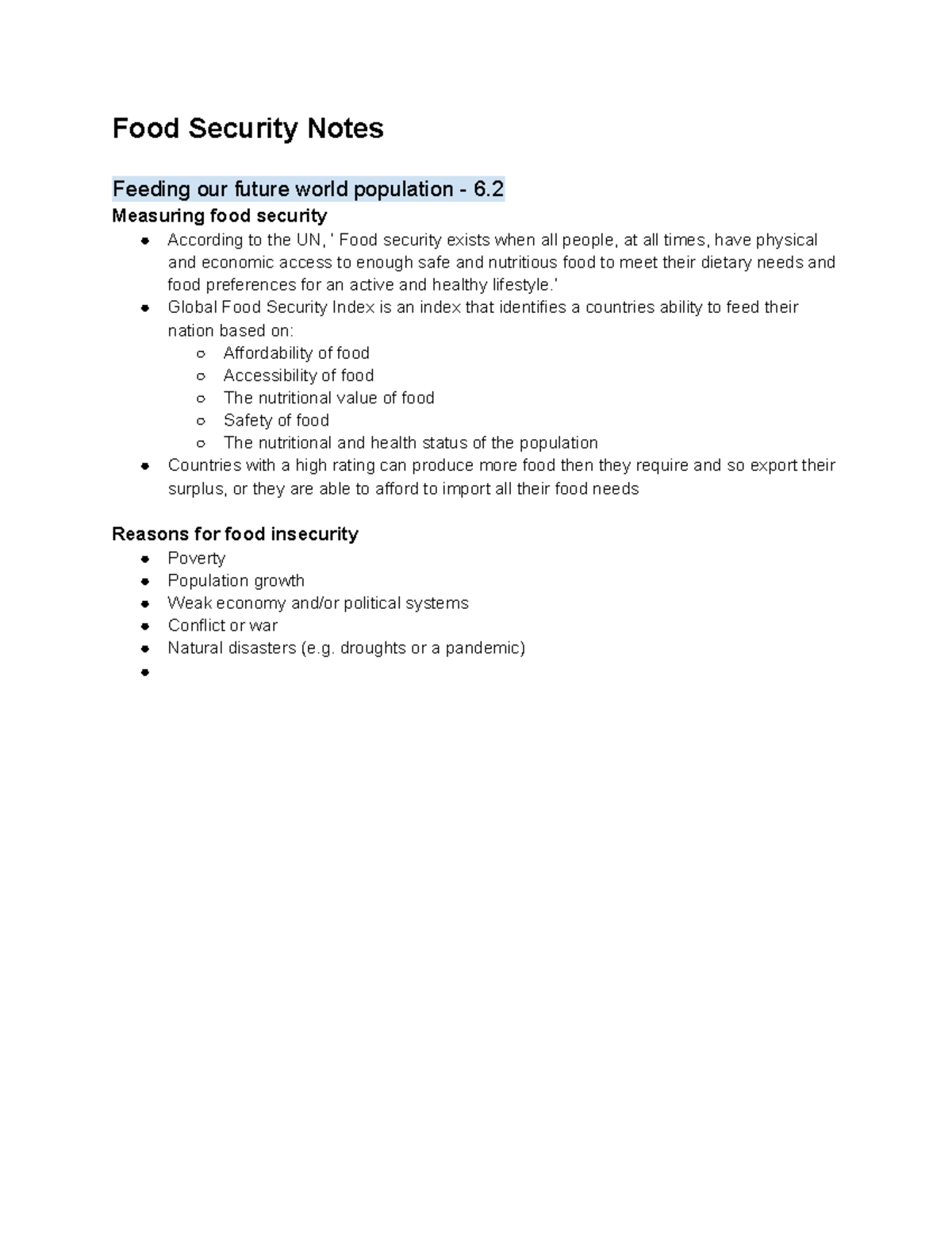 Untitled document - Notes - Food Security Notes Feeding our future ...