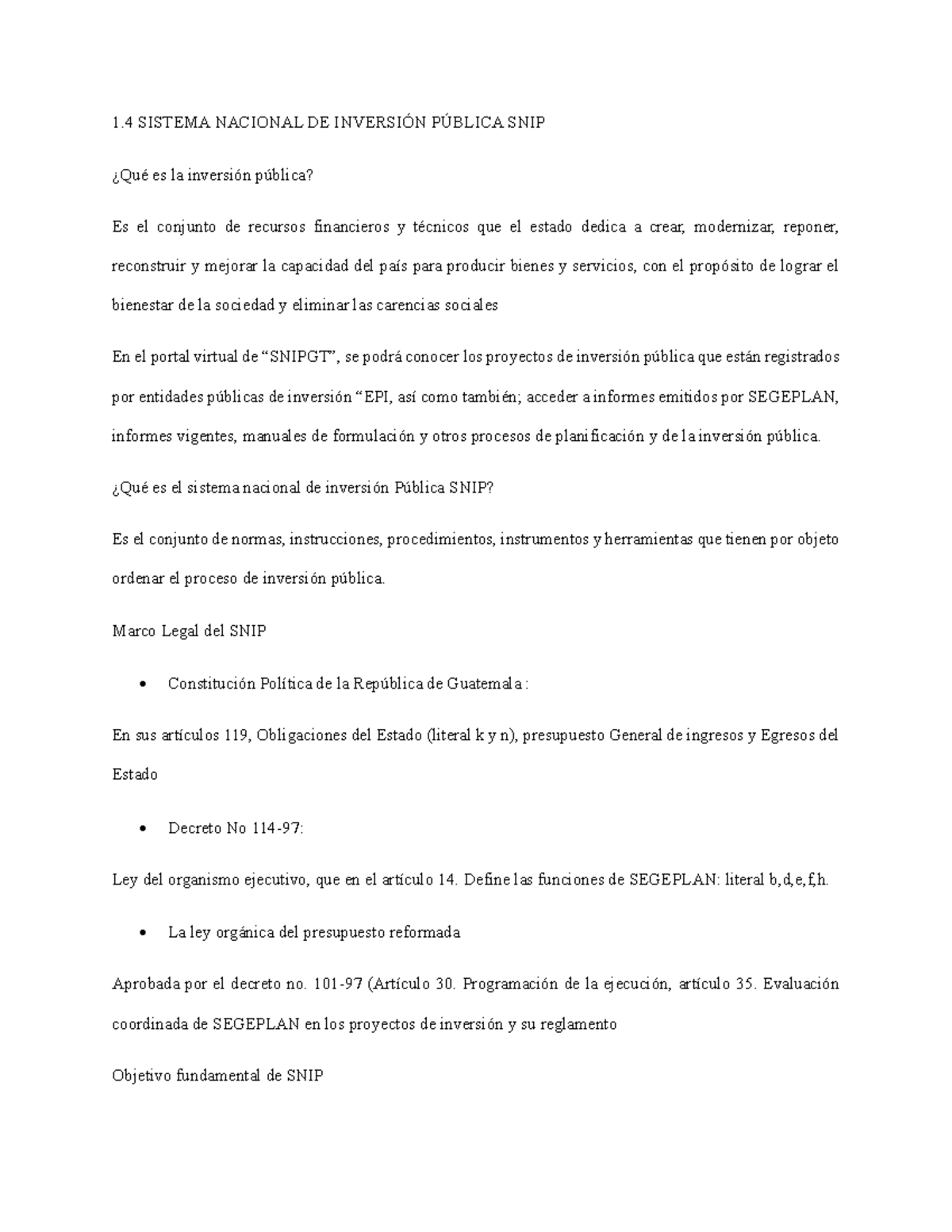 SNIP - Breve resumen - 1 SISTEMA NACIONAL DE INVERSIÓN PÚBLICA SNIP ...