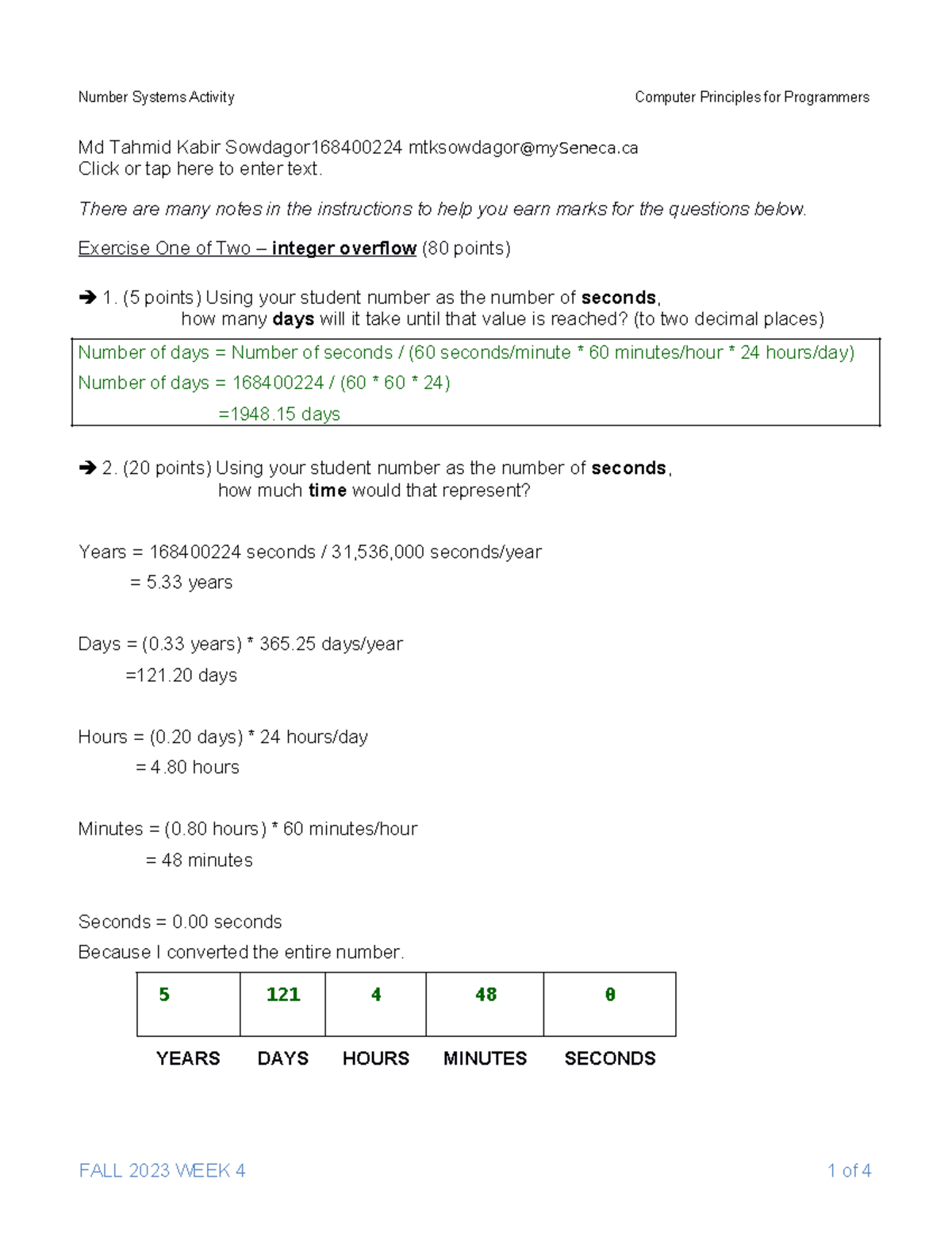 Cp4p Number Systems Activity Answers Md Tahmid Kabir Sowdagor 168400224 Mtksowdagormyseneca 
