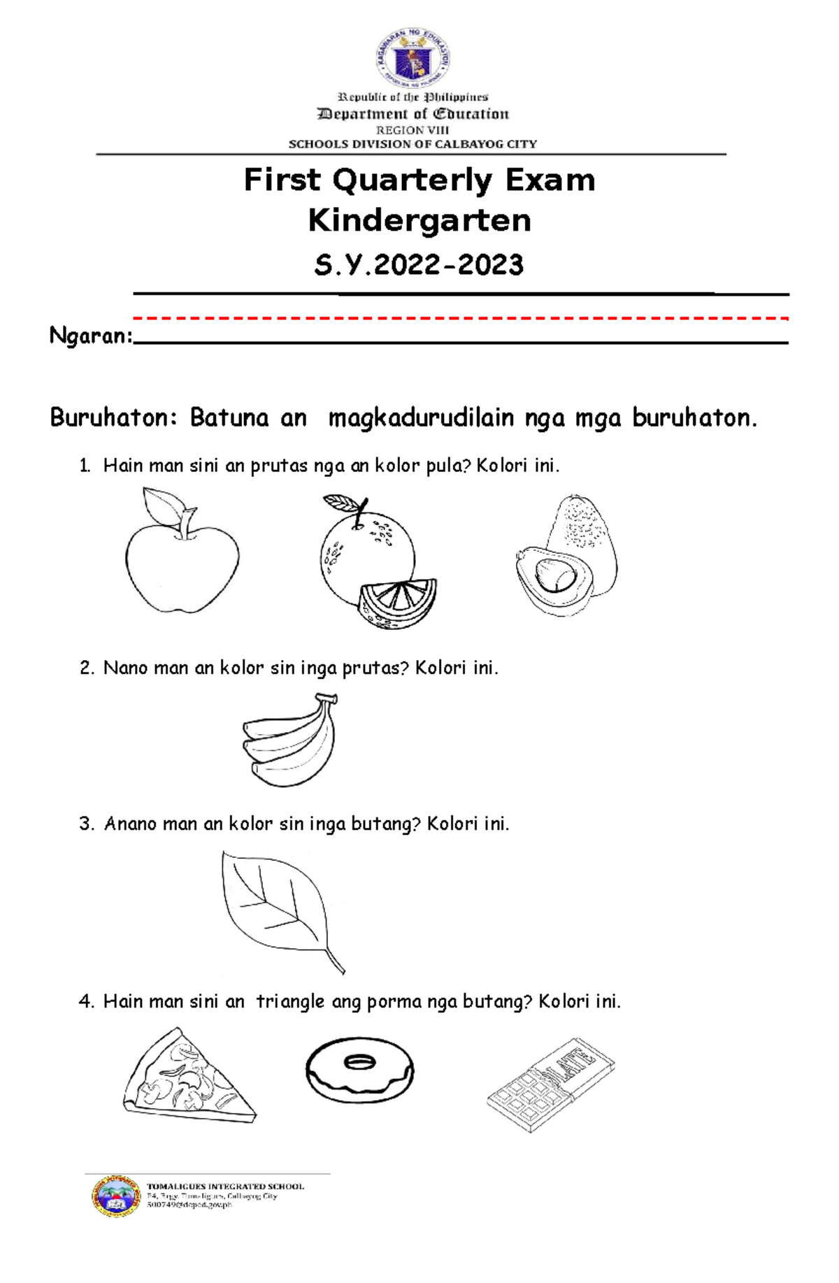 1st- Quarterly-EXAM - Summary Bachelor of Science in Elementary ...