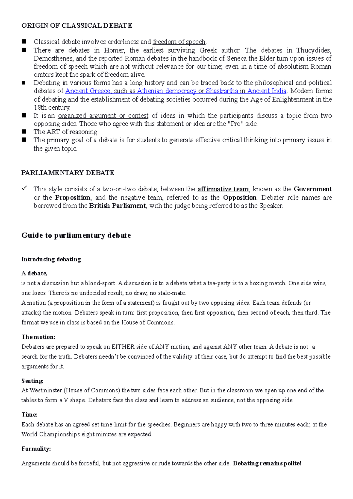 Debate- Guidelines - From Greatbooks - ORIGIN OF CLASSICAL DEBATE ...