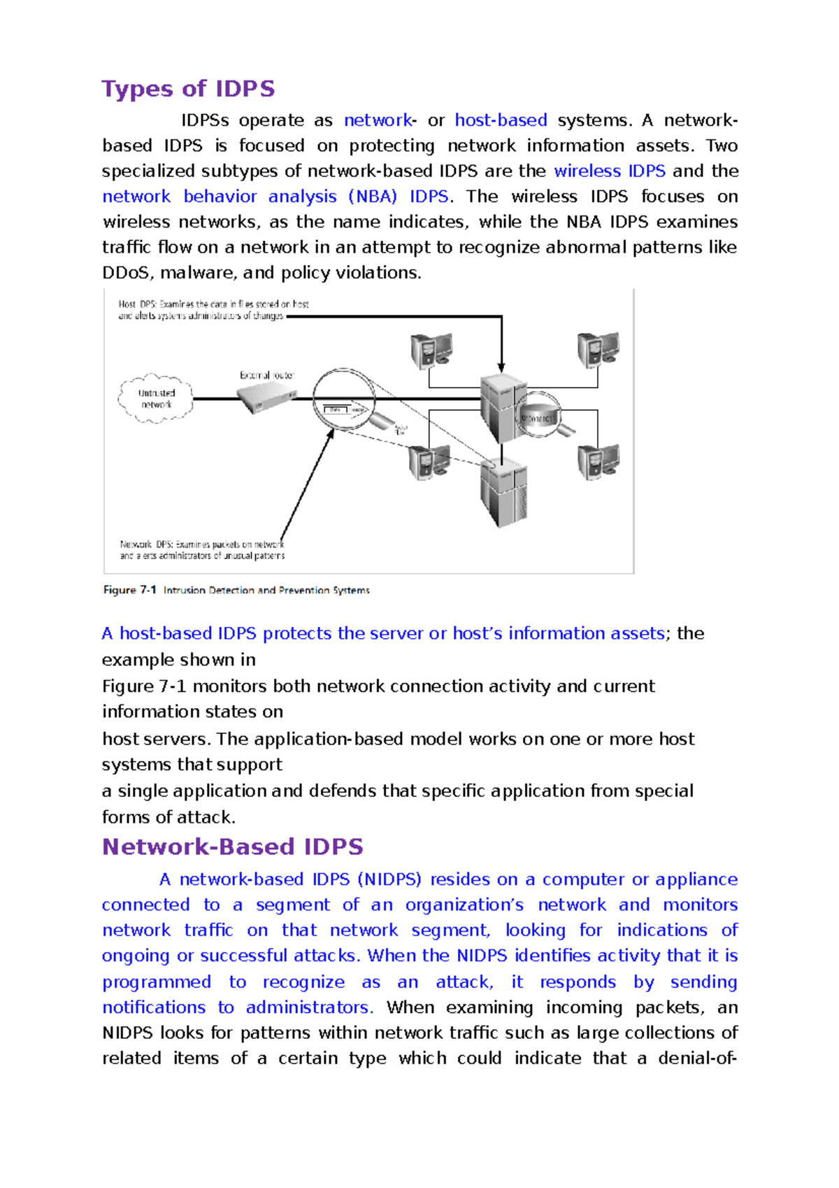 IDPS2 - Intrusion Detection Protection System 2 - Types of IDPS IDPSs ...