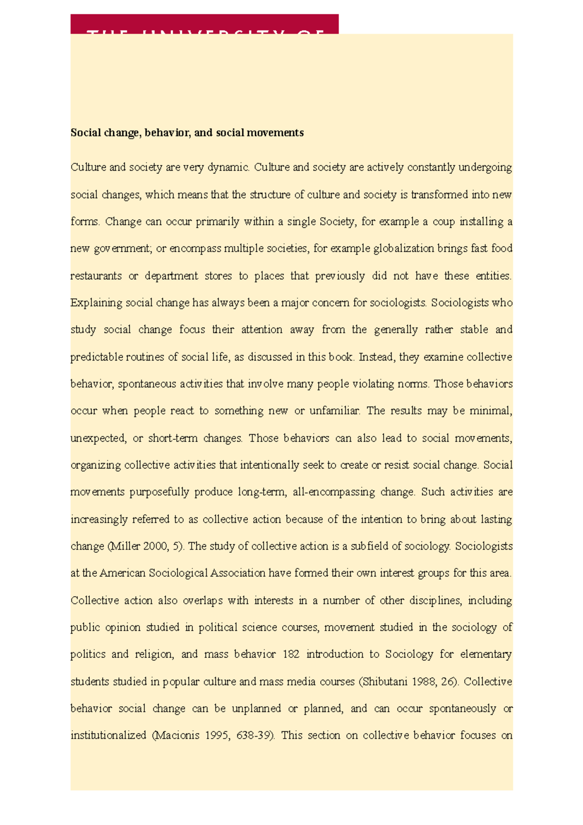 Lecture Documents Sociology - Social change, behavior, and social ...