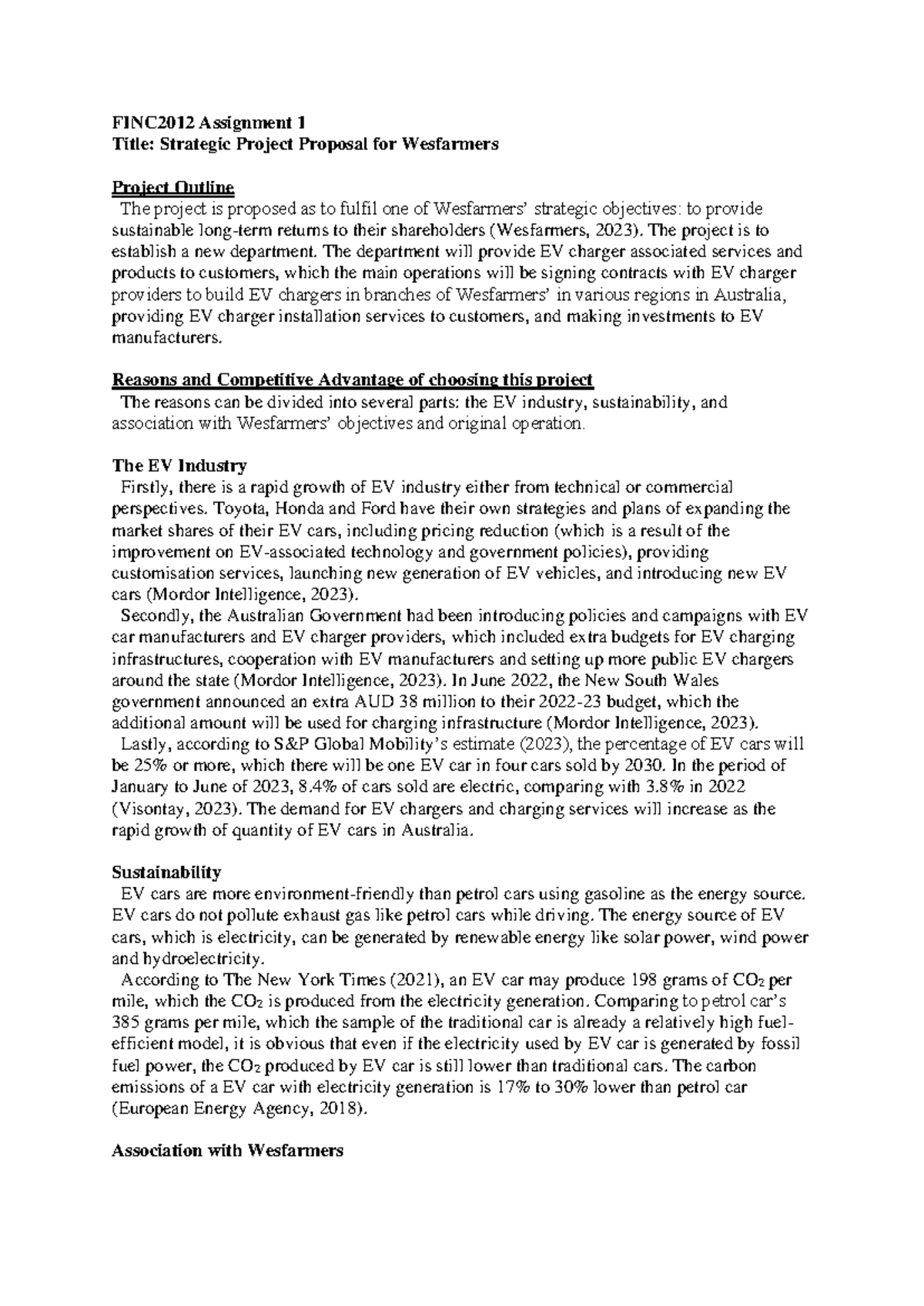 Annotated-FINC2012 %20Assignment%201 2 - FINC2012 Assignment 1 Title: Strategic Project Proposal ...