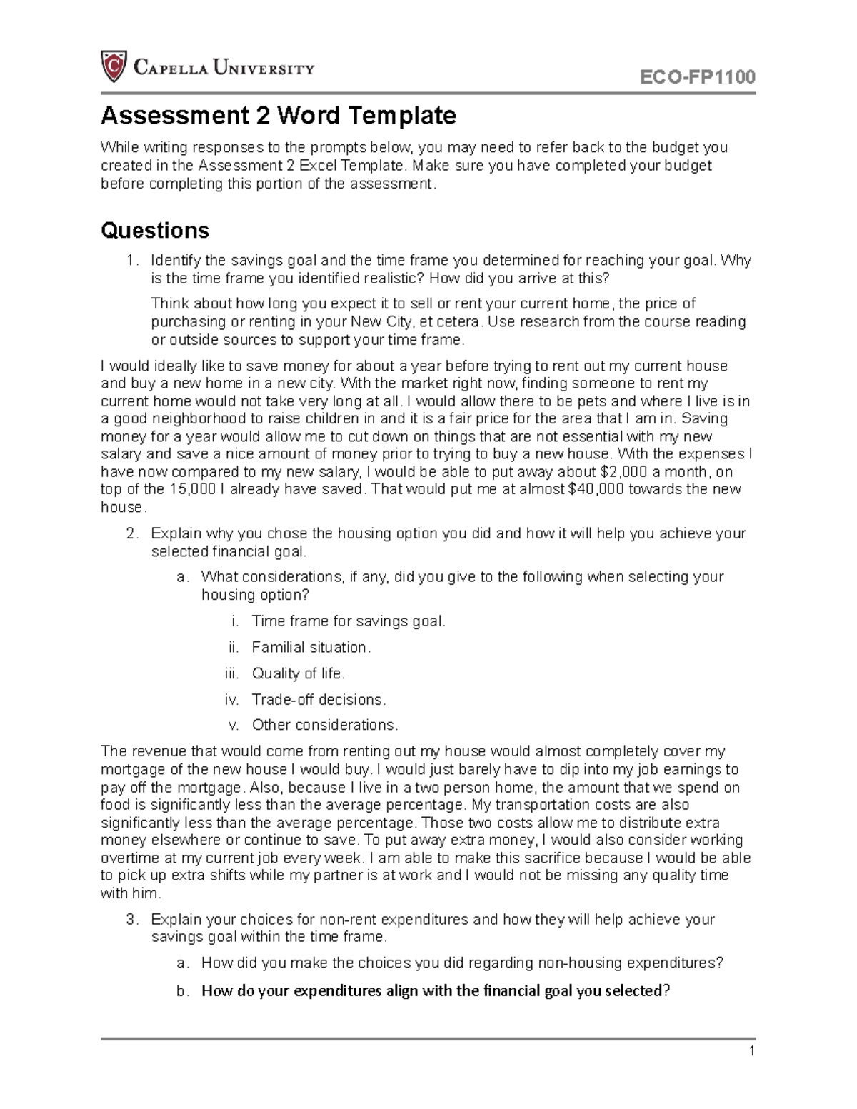 ECO-FPX1150 Assessment 2-1 - ECO-FP Assessment 2 Word Template While ...