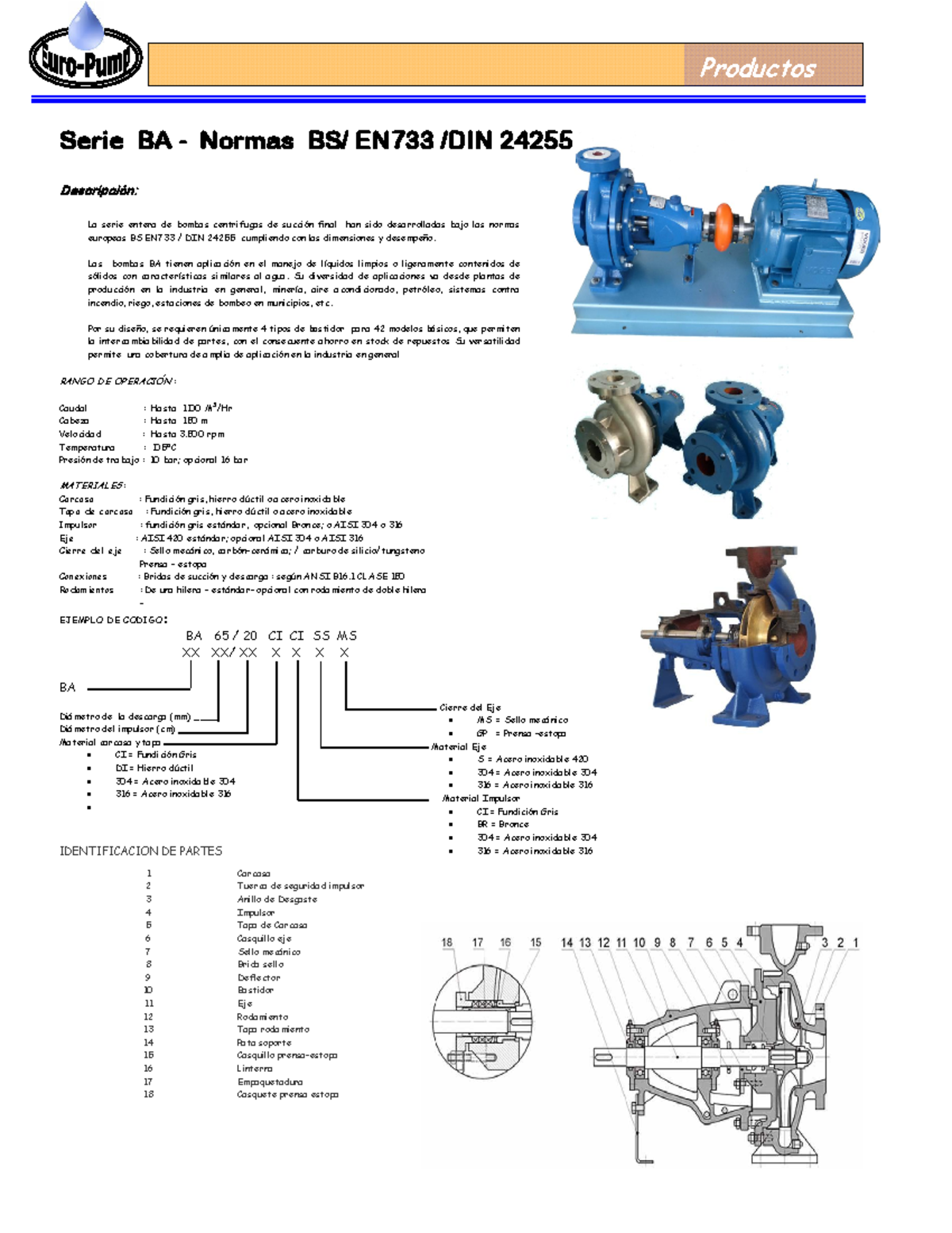 Catalogo EURO PUMP BA - Manual bombas Europum - Productos Serie BA ...