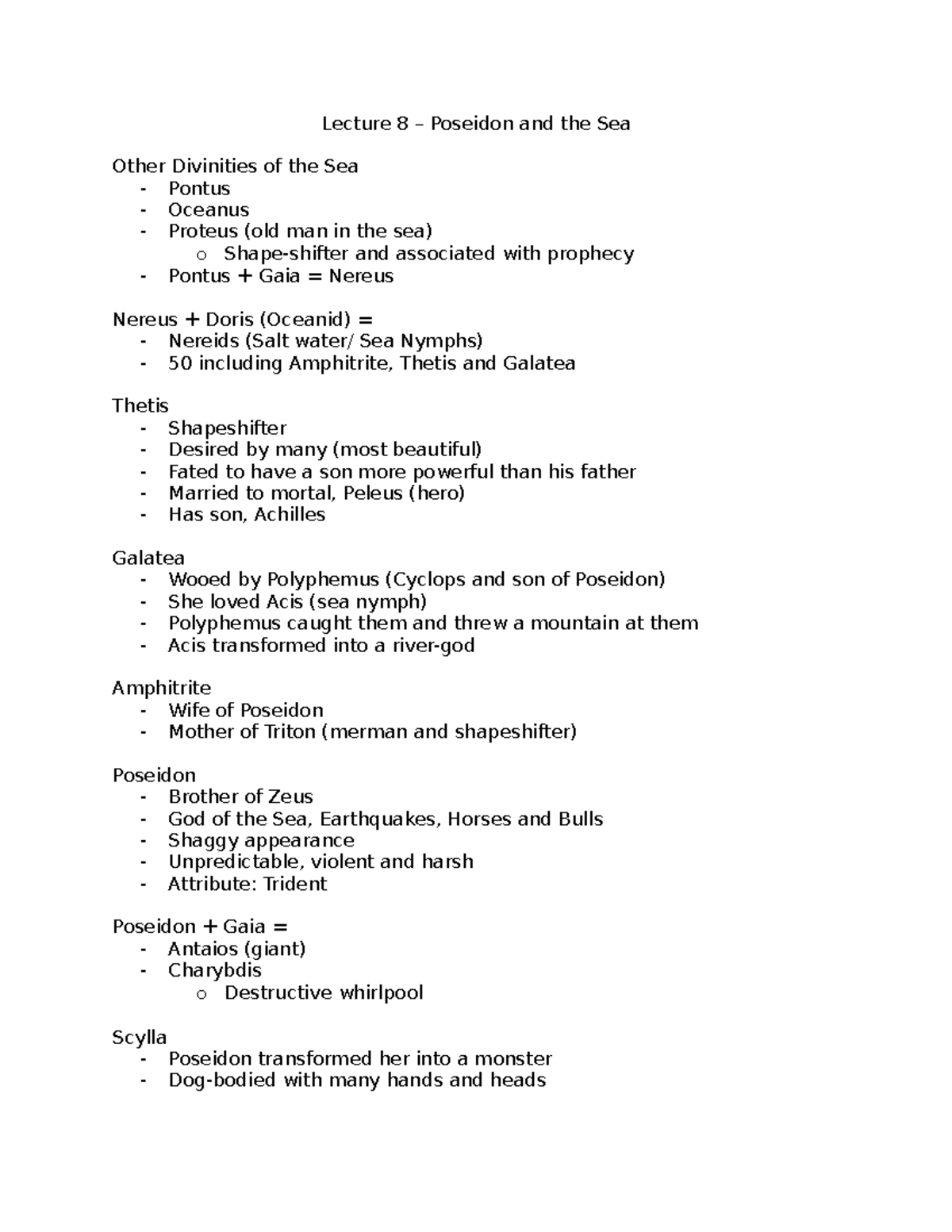 Lecture 8 – Poseidon and the Sea - Lecture 8 – Poseidon and the Sea ...