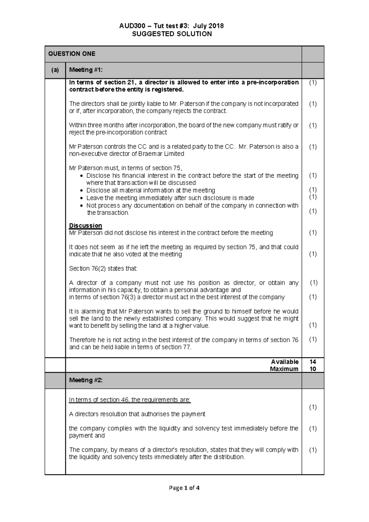 Assessment 5 - Tut test 3 - AUD300 solution - SUGGESTED SOLUTION ...