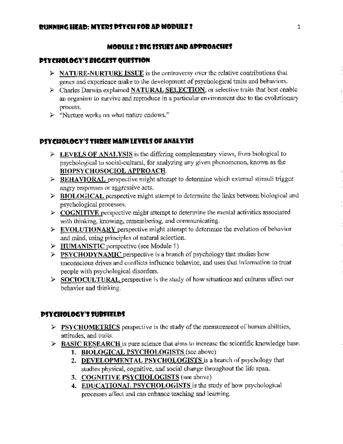 Module 2 - CHEAT SHEET - PSY 150 - Studocu