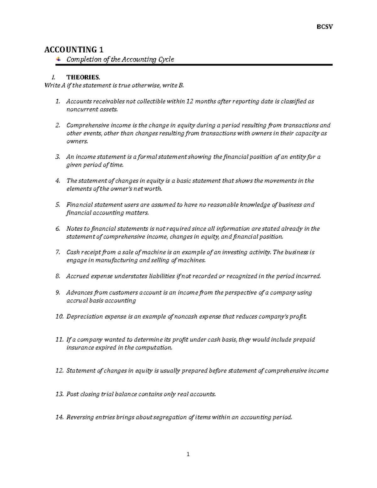 ACC 1 5 check - Financial Accounting 1 Practice Questions - ACCOUNTING ...