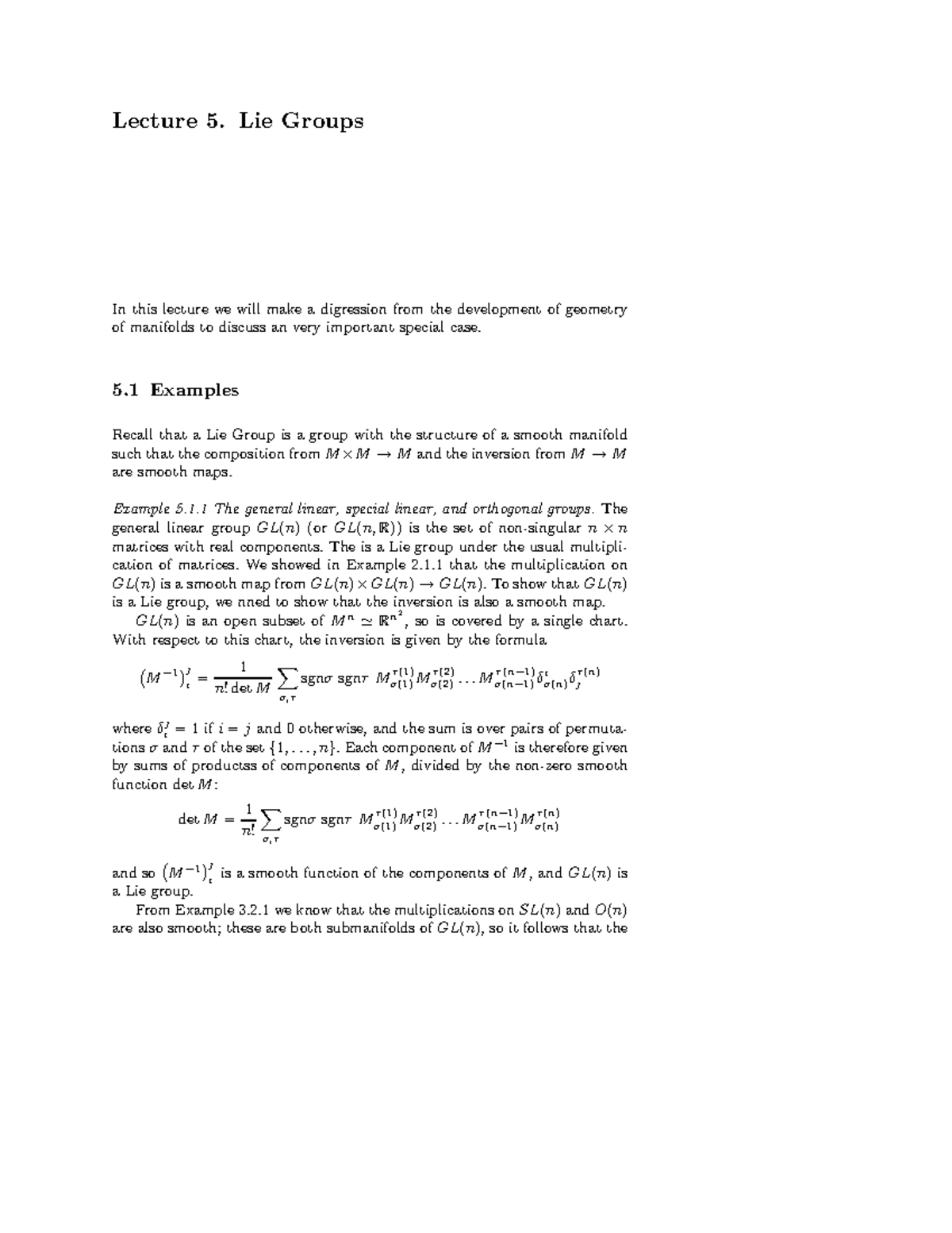 DG Lecture 5 - Lie Groups - Lecture 5. Lie Groups In this lecture we ...