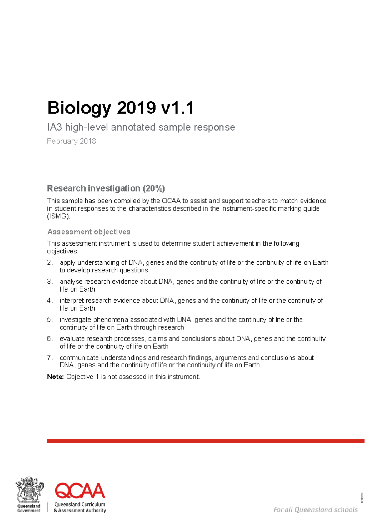 Biology IA3 High-level Exemplar - 170952 Biology 2019 v1. IA3 high ...