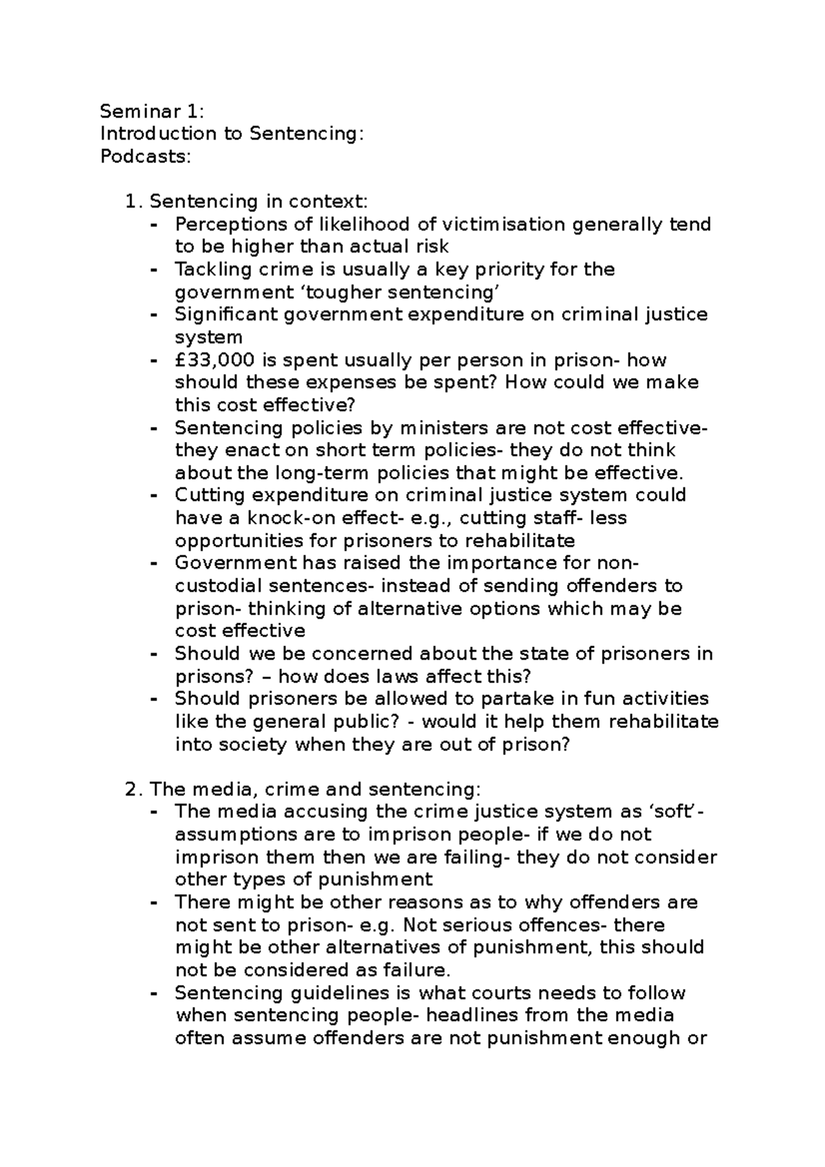 Sentencing in Context - Seminar 1: Introduction to Sentencing: Podcasts ...