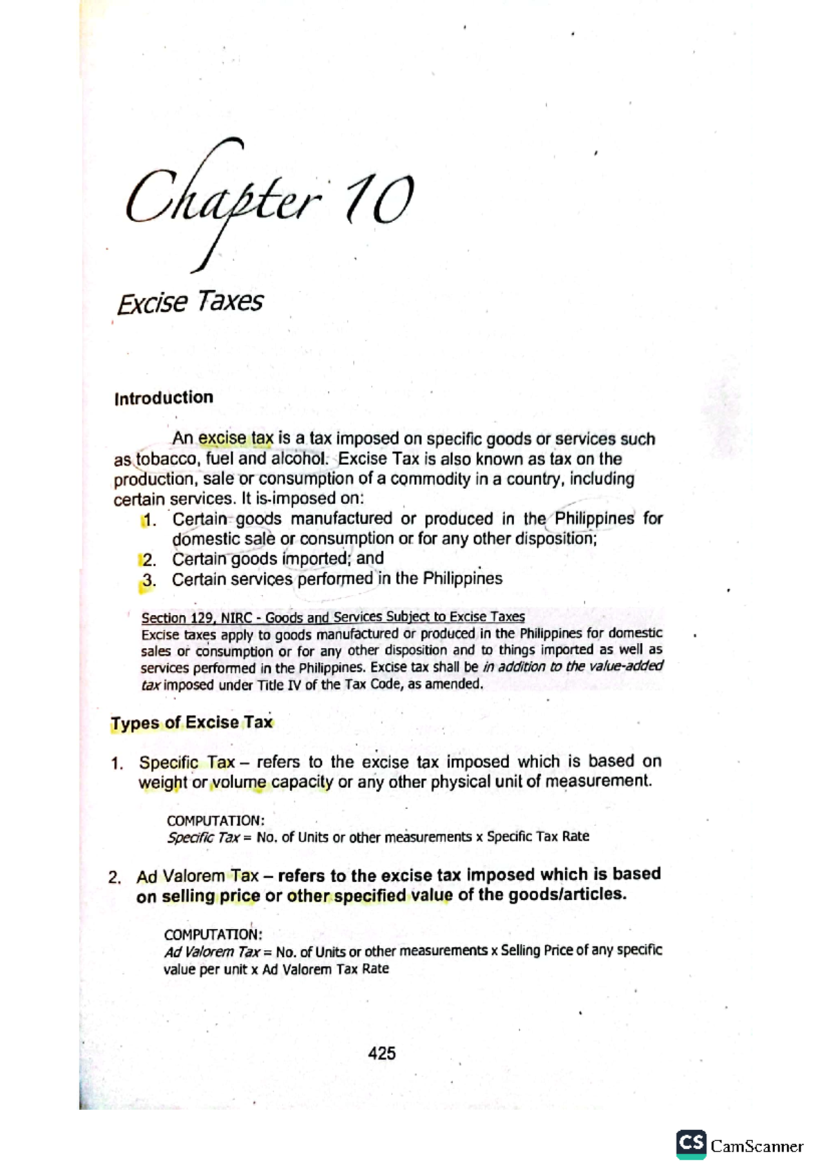 chapter 10 Excise Tax - Cost Accounting - Studocu