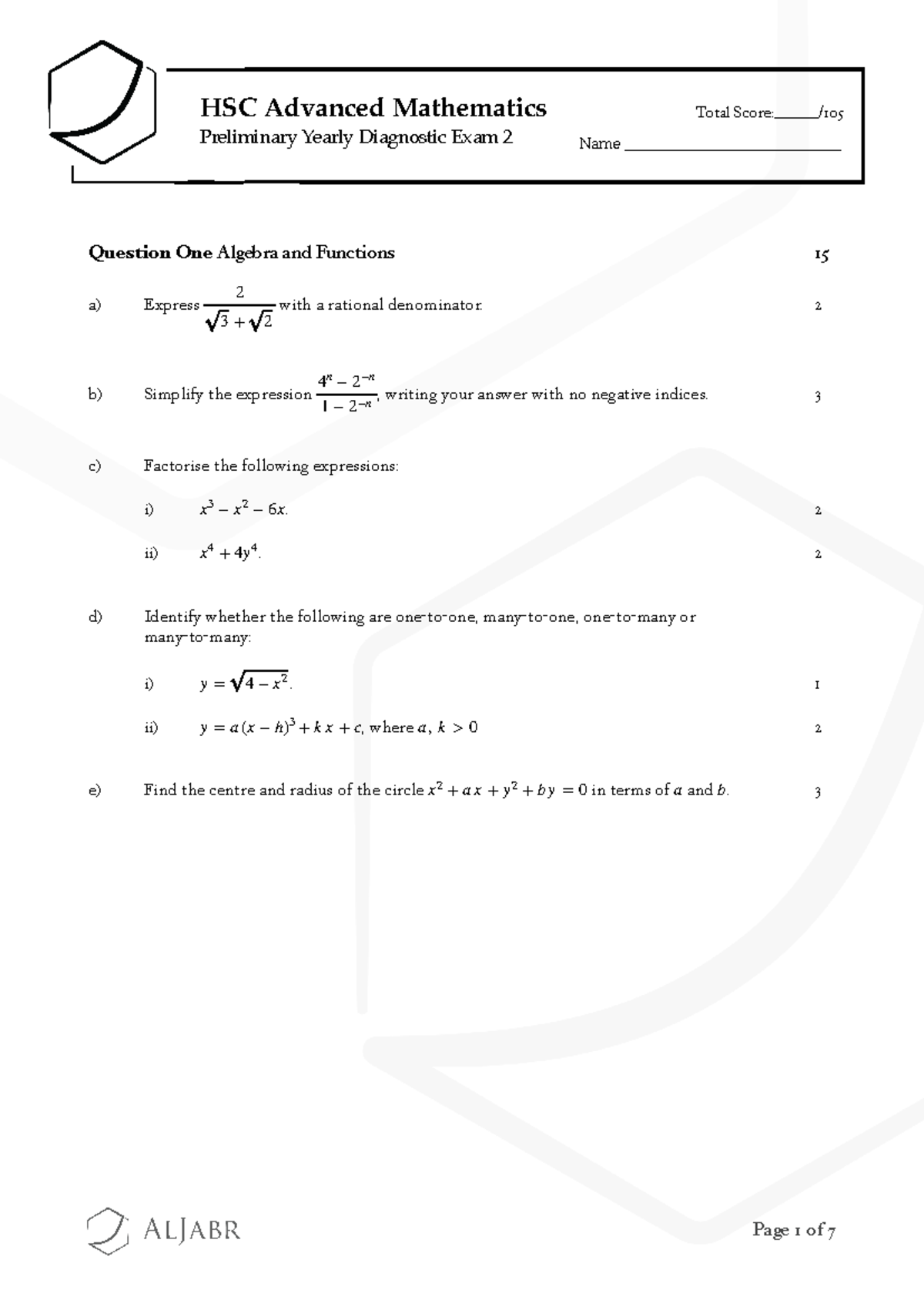 3 Hour Final Yearly 3 - math notes - HSC Advanced Mathematics ...