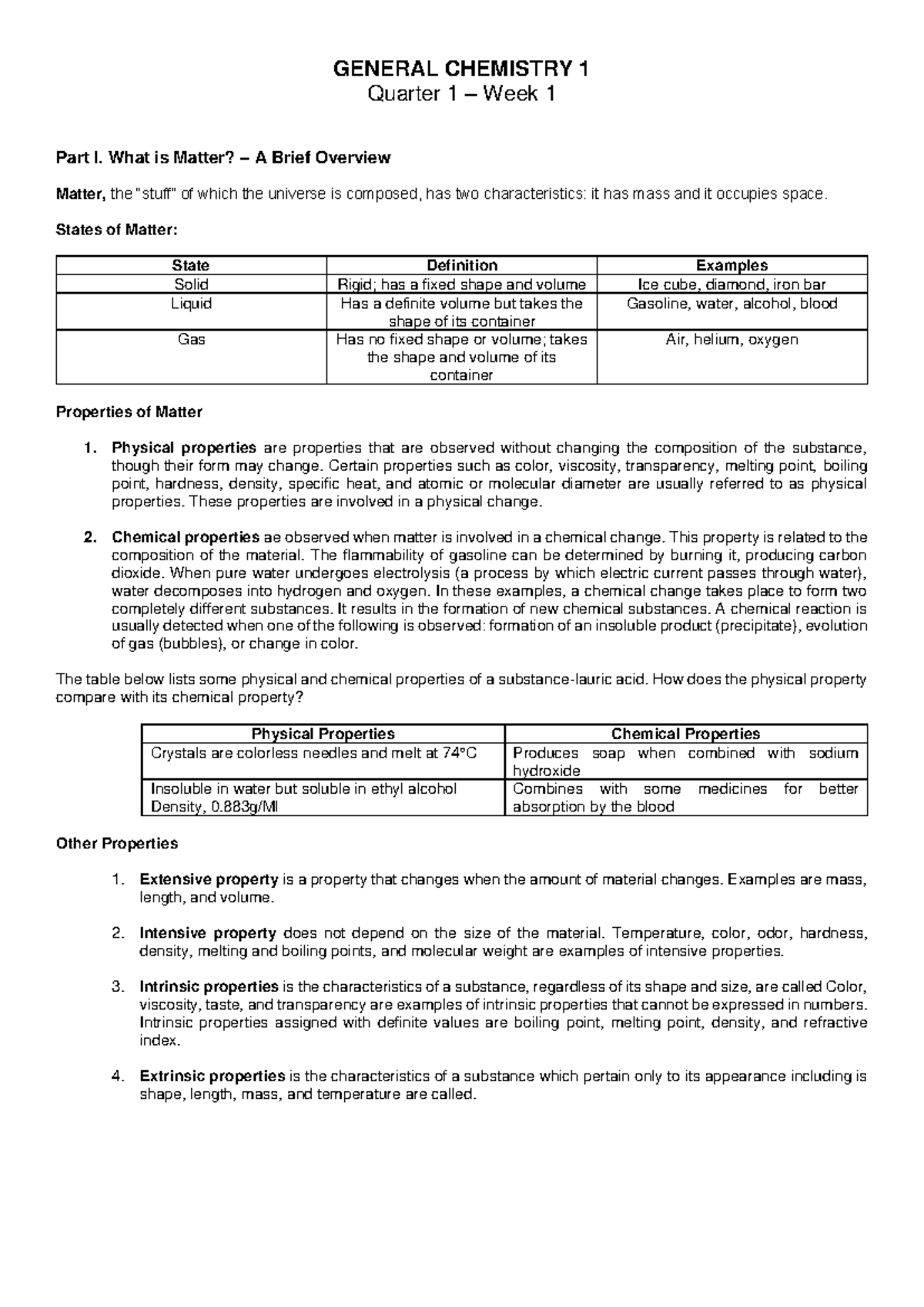 GEN-CHEM-1 Handout Q1 WEEK1 - GENERAL CHEMISTRY 1 Quarter 1 – Week 1 ...