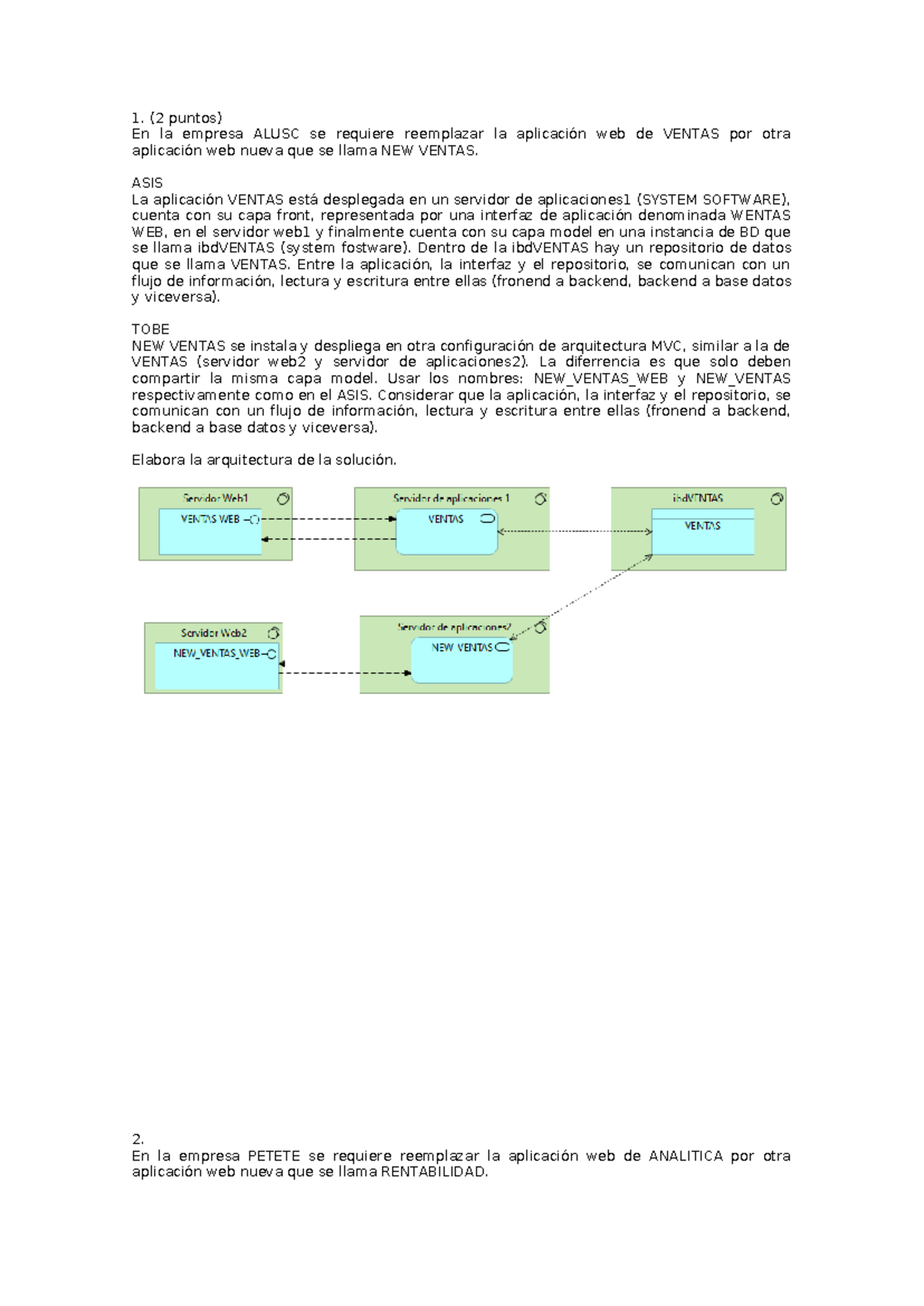 Examen Parcial 9 Ejercicios Archimate - 1. (2 puntos) En la empresa ALUSC se requiere reemplazar ...
