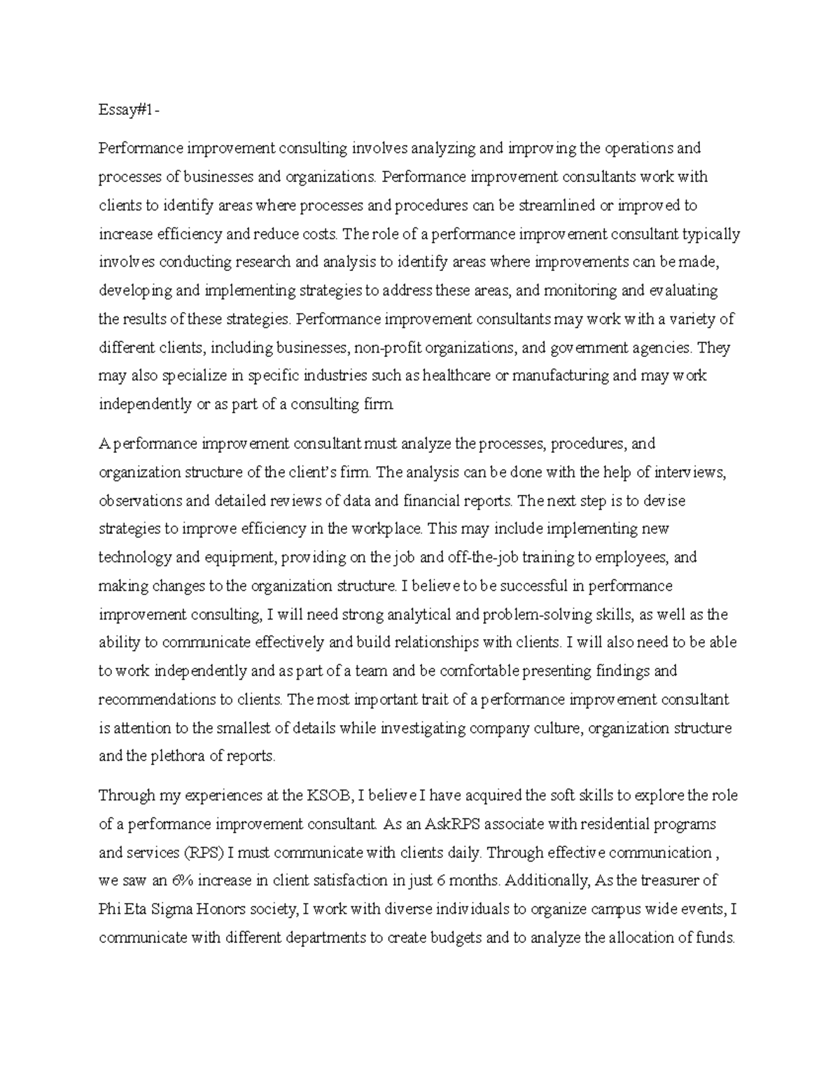 A313 final essays - Summary Accounting - Essay#1- Performance ...