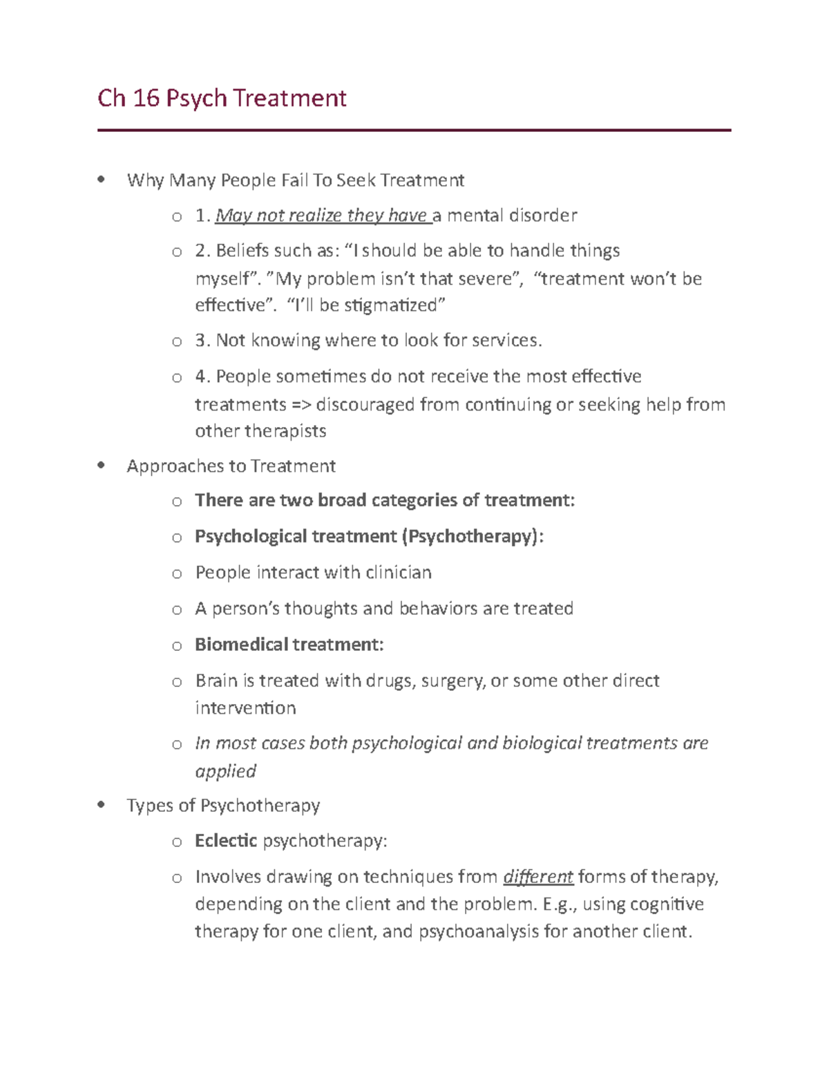 Ch 16 Psych Treatment - Dr. Mahya R. Mashhadi - Ch 16 Psych Treatment ...