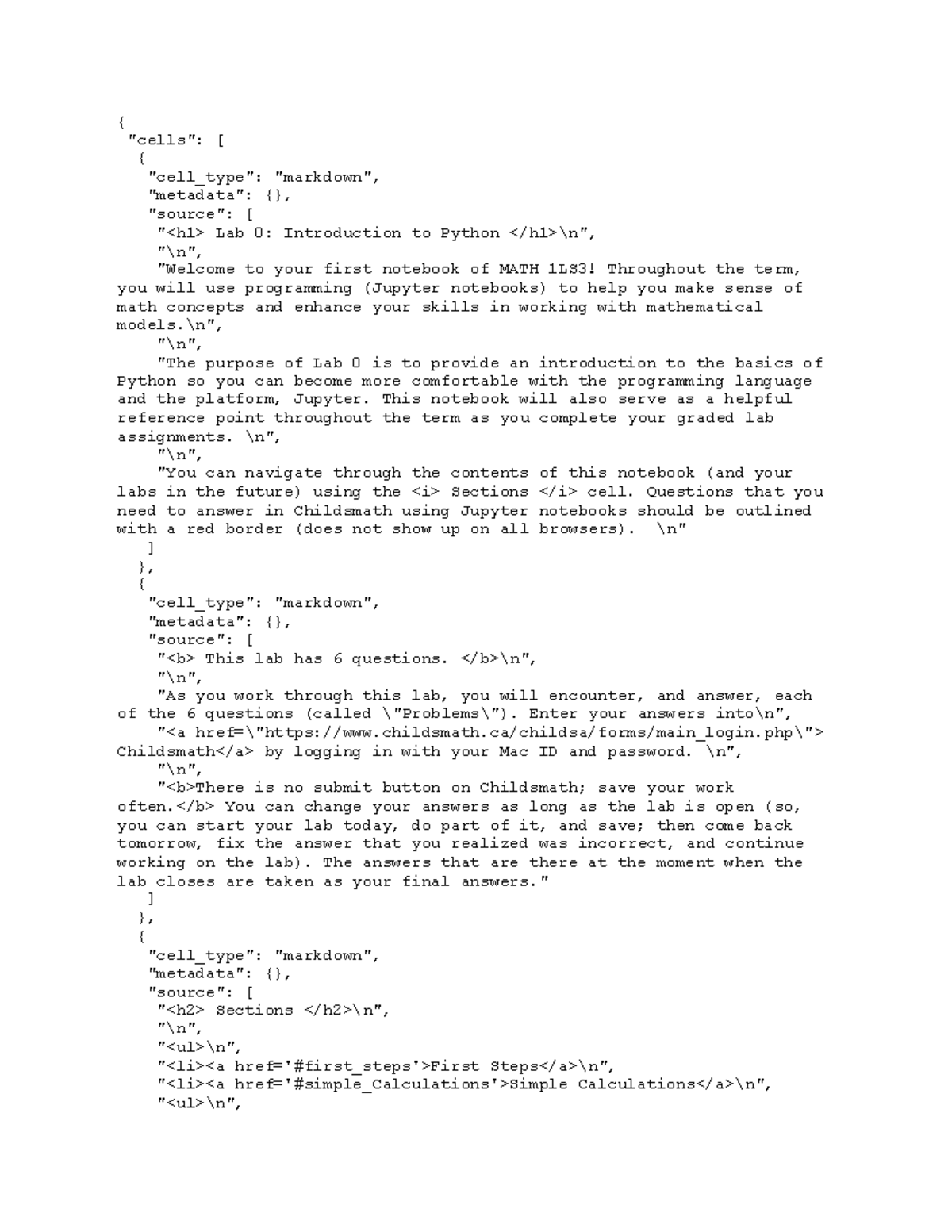 Lab0 Fall2023 - math coding lab 0 - { "cells": [ { "cell_type": - Studocu