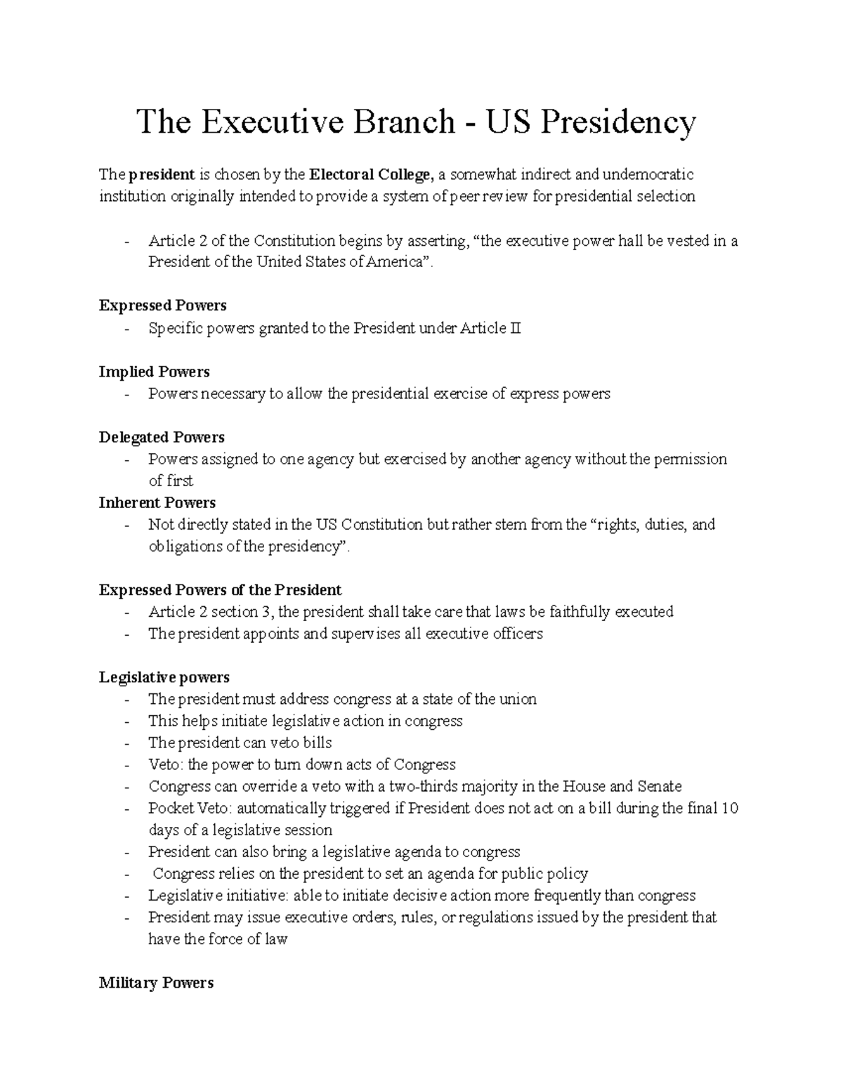 Executive Branch - Dr. Melissa McKay at UNT was lecturing - The ...