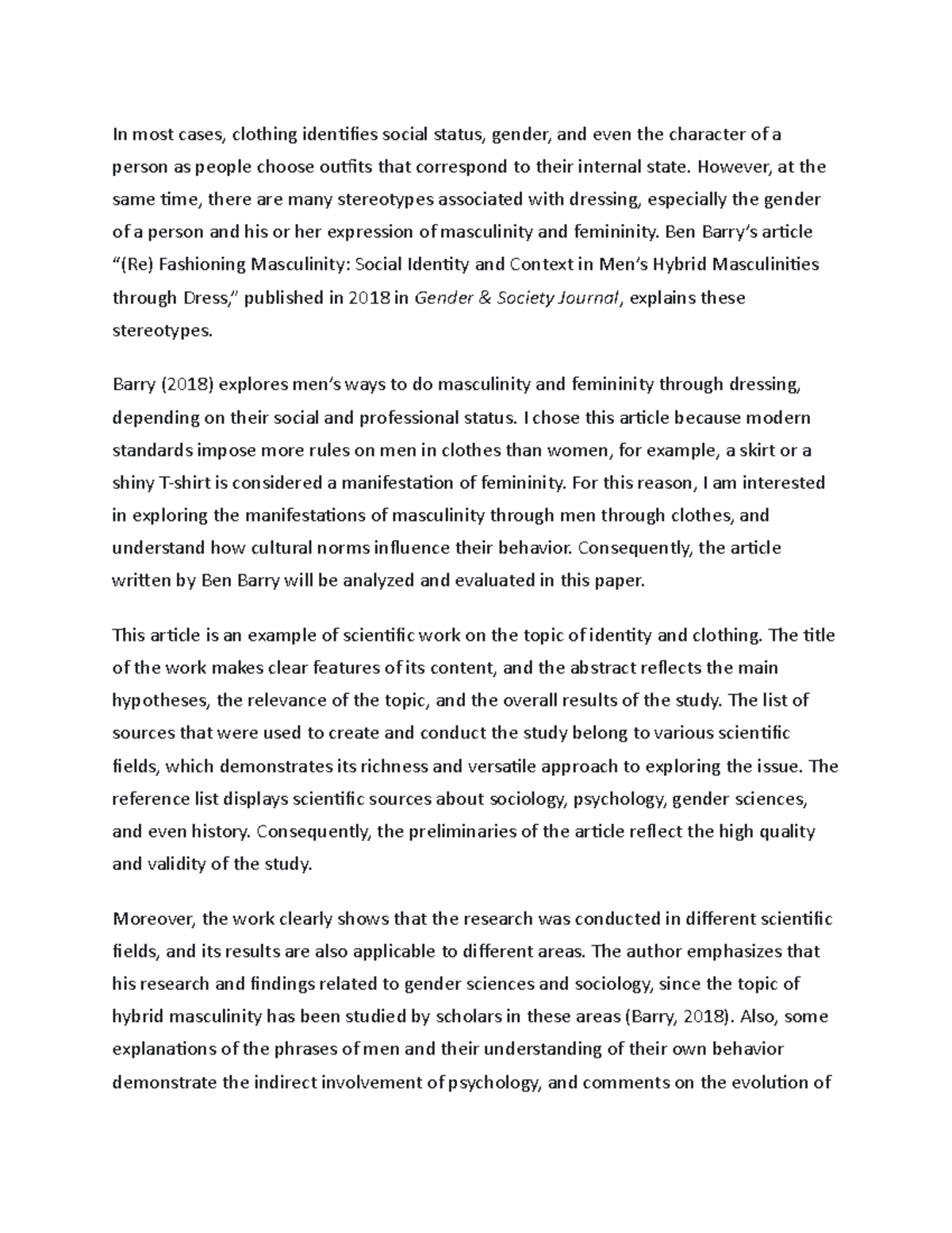 The manifestations of hybrid masculinity - In most cases, clothing ...