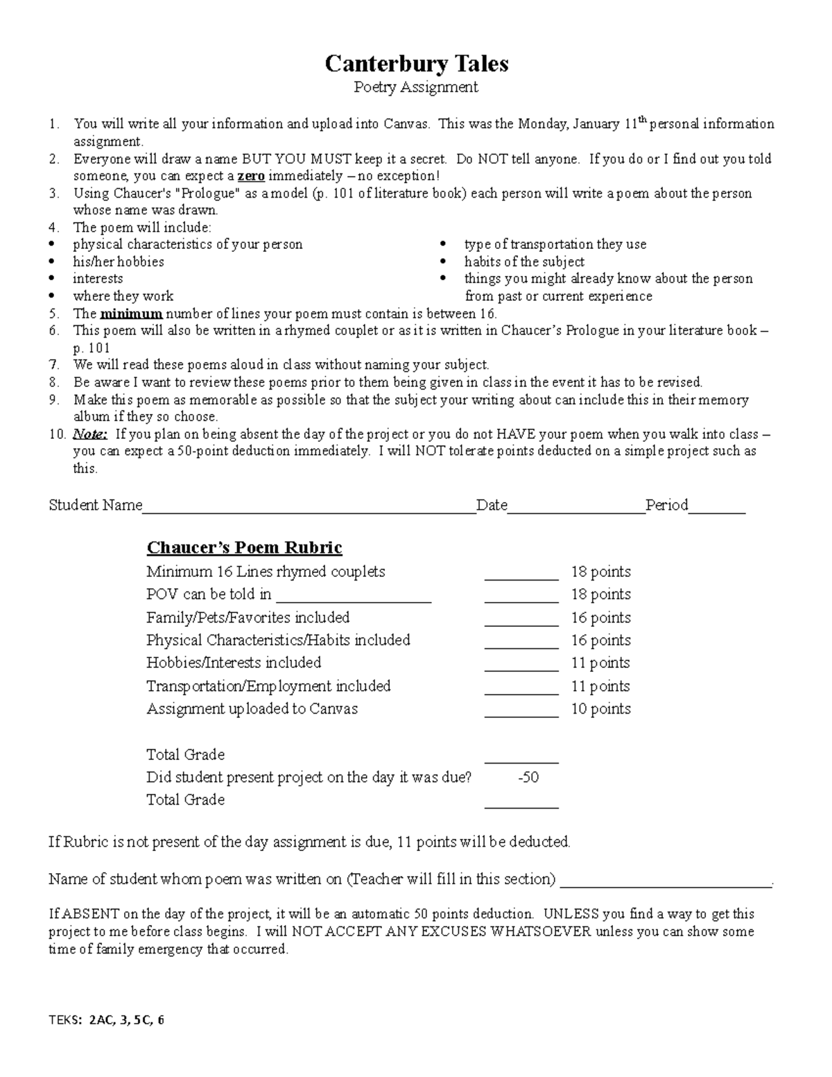 Canterbury Tales-Poetry Class Assignment-2021 - Canterbury Tales Poetry ...