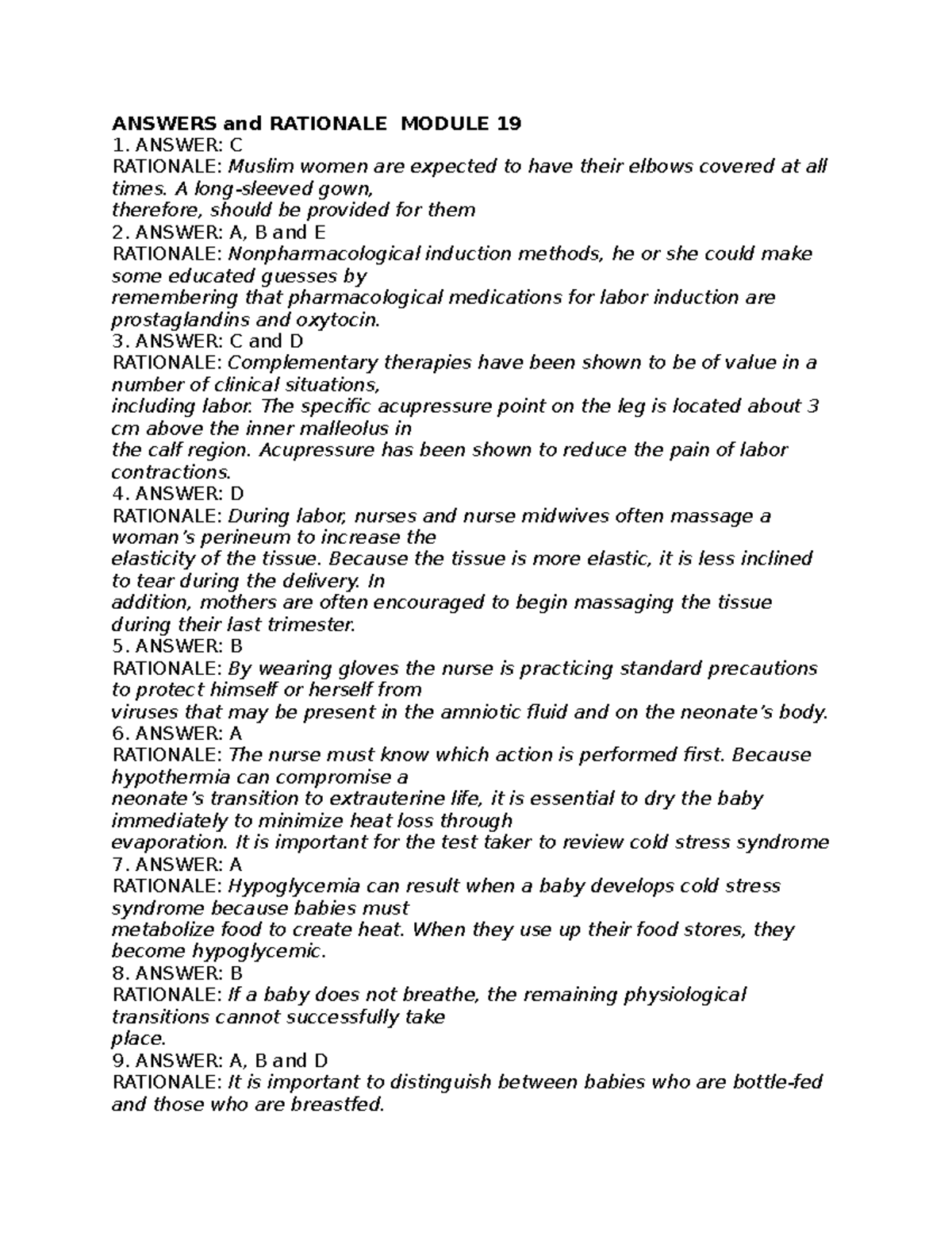 Answers and Rationale Module 19 23 - ANSWERS and RATIONALE MODULE 19 ...