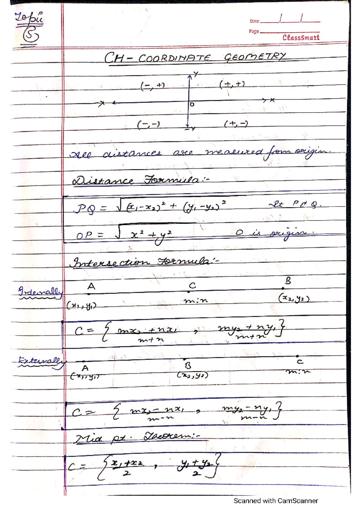 Coordinate Geometry Formulas - Non-engineers - Topic Date 5 Page ClassSmart COORDINATE GEOMETRY ...