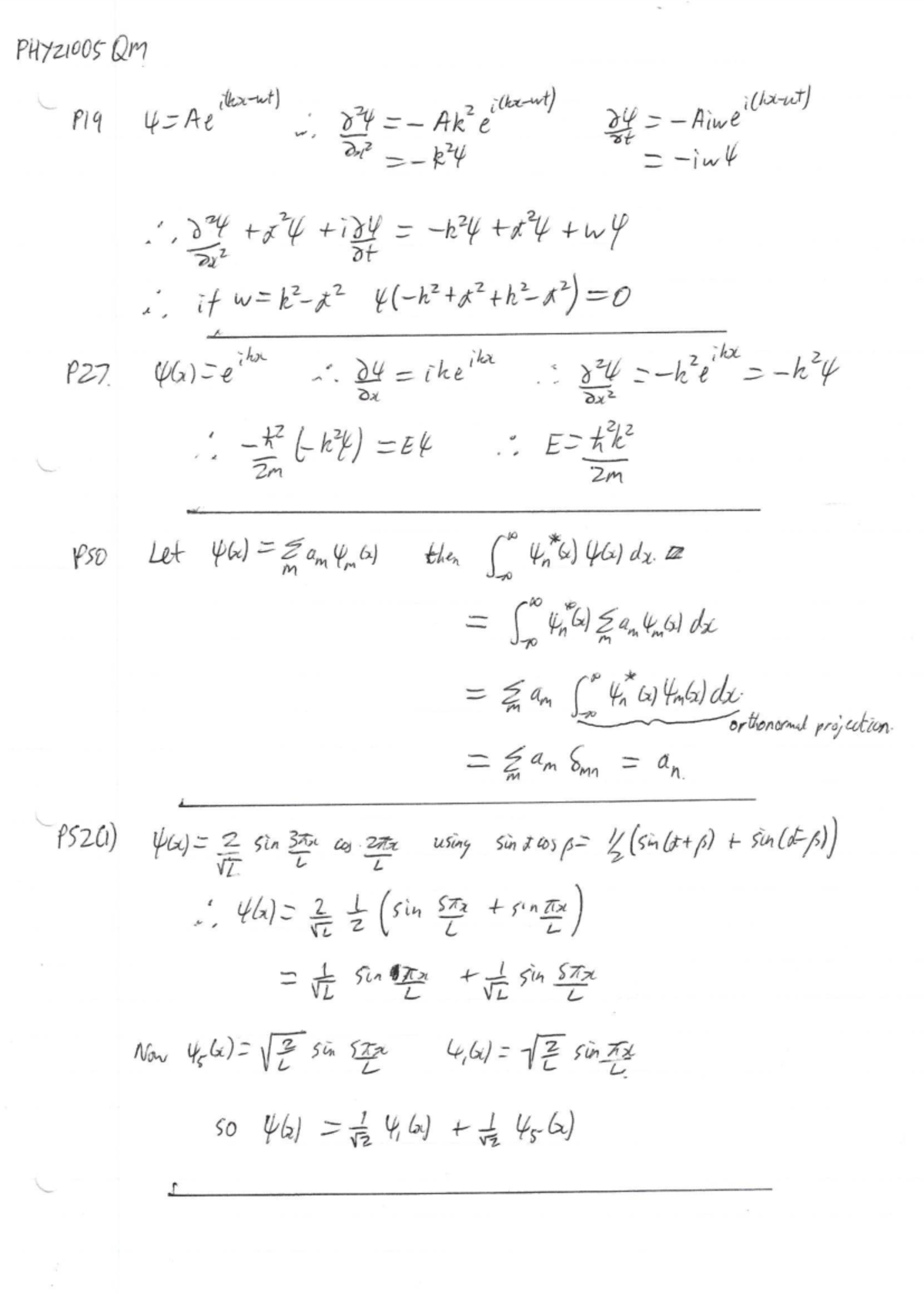 PHY21005 QM workedexamples - - Studocu