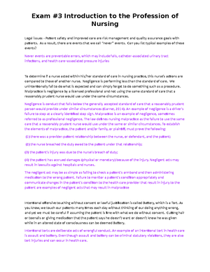 Introduction to The Profession of Nursing Exam Three Study Guide ...