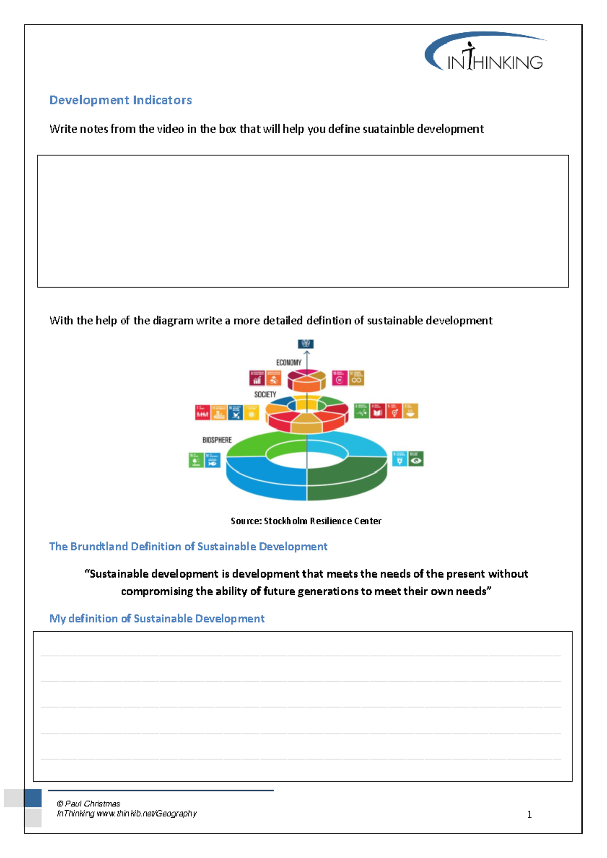 Developmentindicators - © Paul Christmas InThinking thinkib/Geography ...