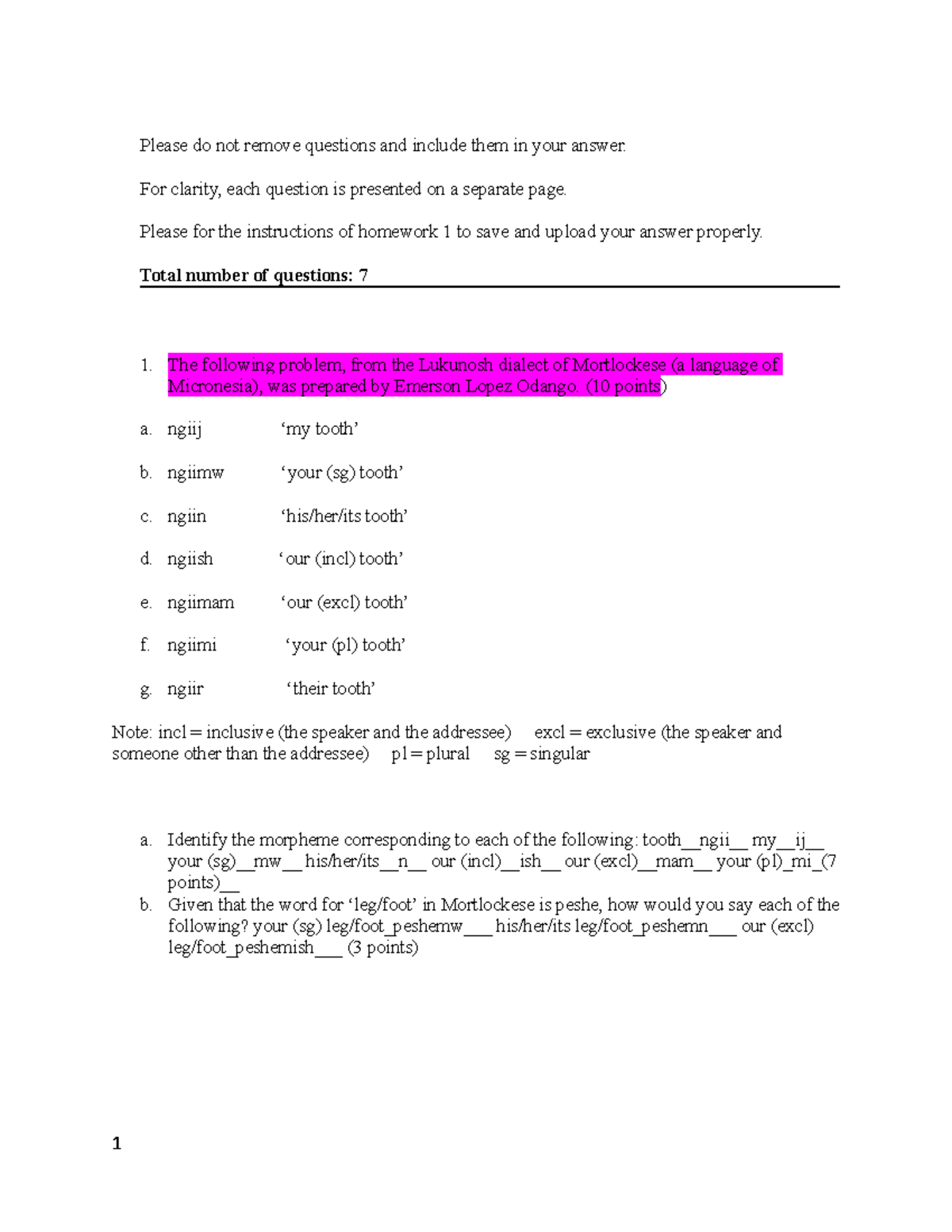 Homework II - Please do not remove questions and include them in your ...