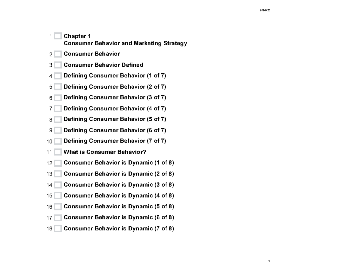 Chapter 1 Consumer Behavior - 9/14/ 1 Chapter 1 Consumer Behavior and ...