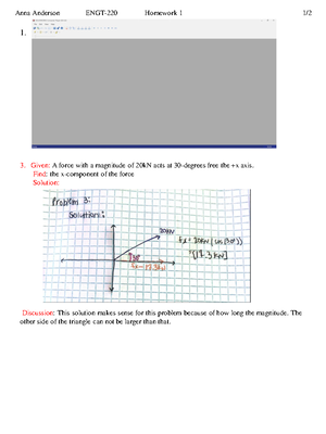 Homework 2-ENGT 220 - Given: The Free diagram that is below determine ...