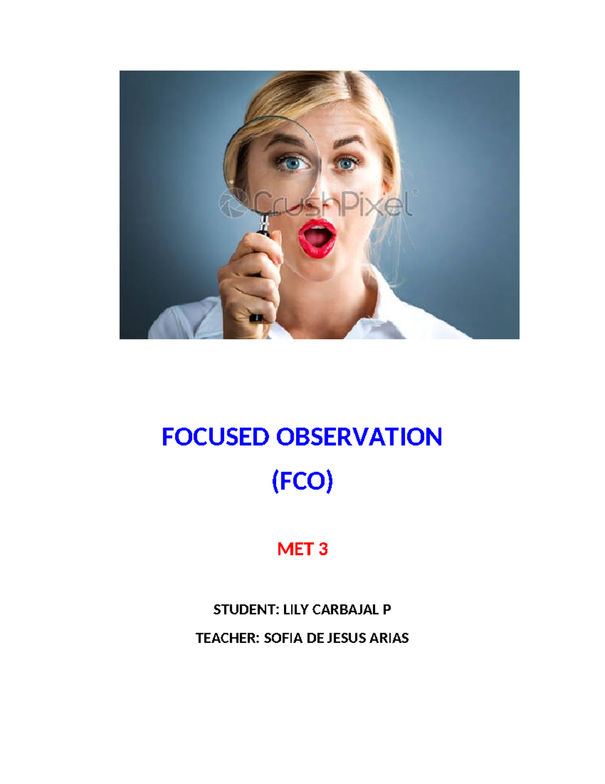Focused Observation - MET 3 - FOCUSED OBSERVATION (FCO) MET 3 STUDENT ...