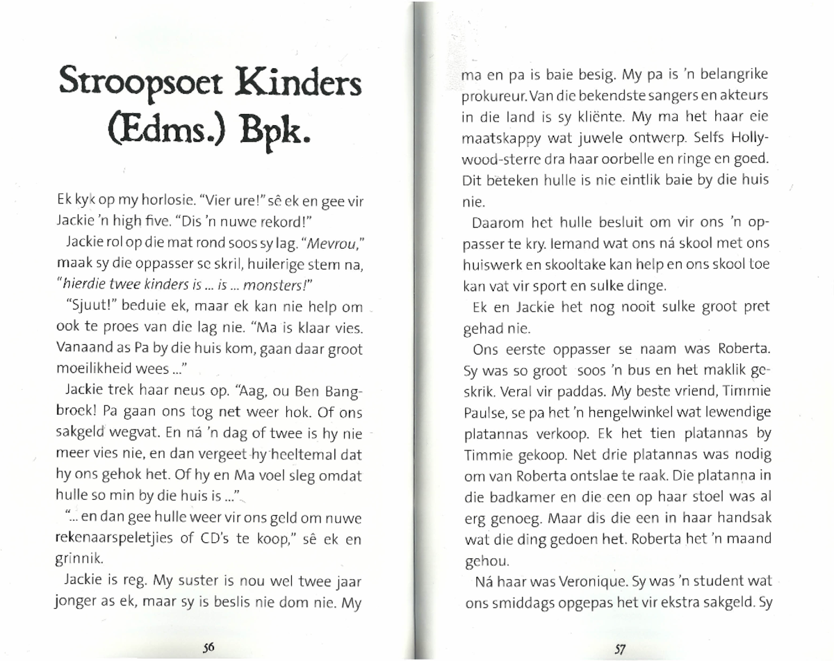 Afk1506 story - Stroopsoet Kinders (Edms.) Bpk. Ek kyk op my horlosie ...