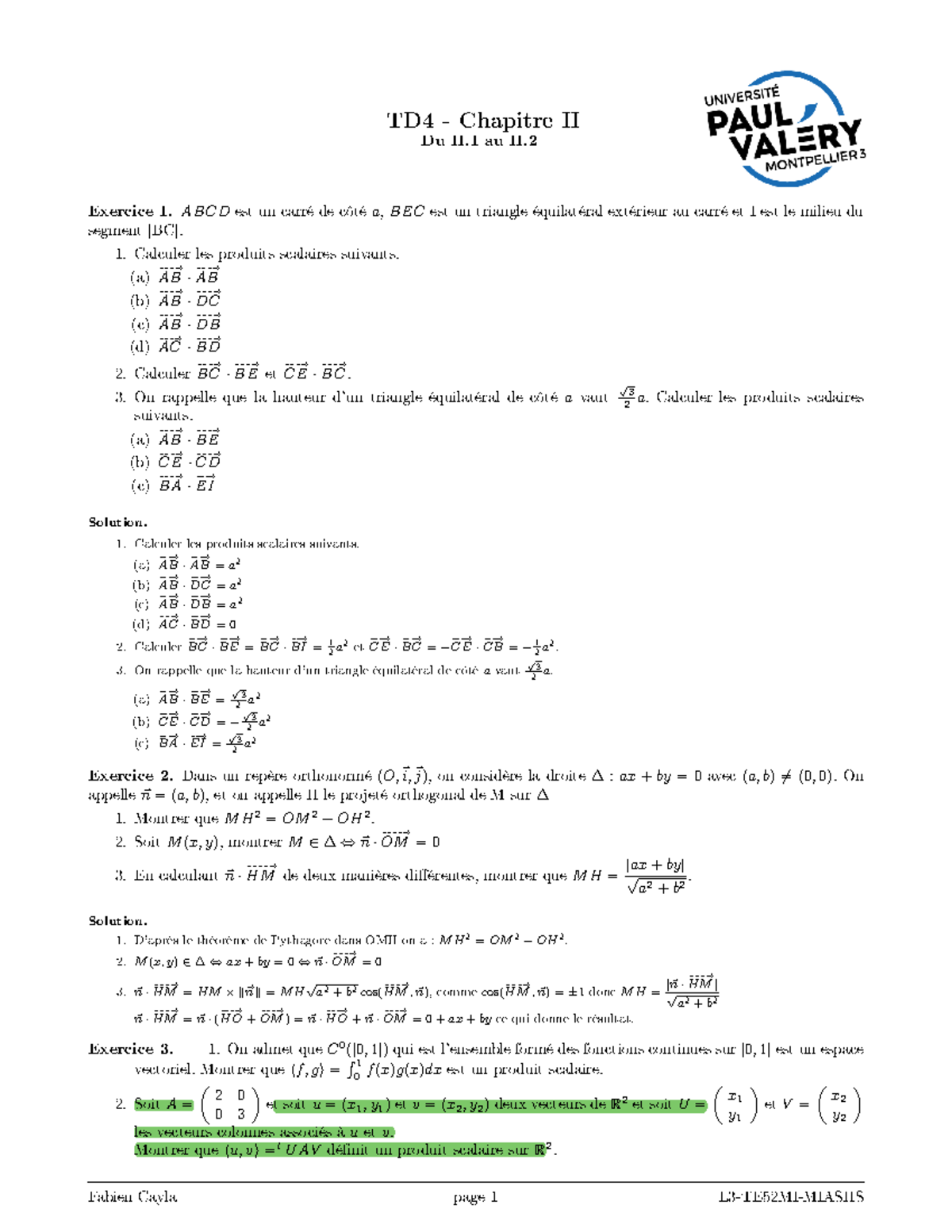 TD4-L3S5-algèbre correction - TD4 - Chapitre II Du II au II. Exercice 1. ABCD est un carré de ...